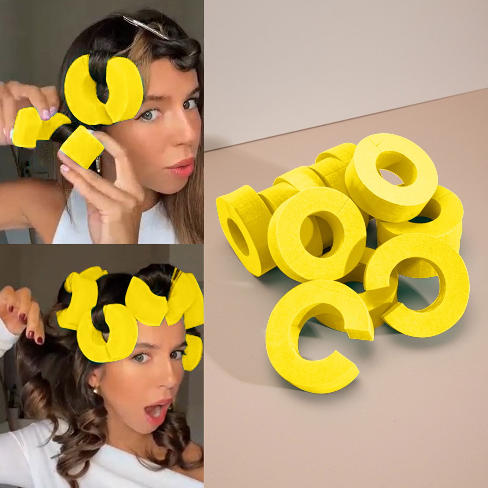 12 Pieces Foam Hair Rollers Set Heatless Curling Rods Self-Holding Soft ...