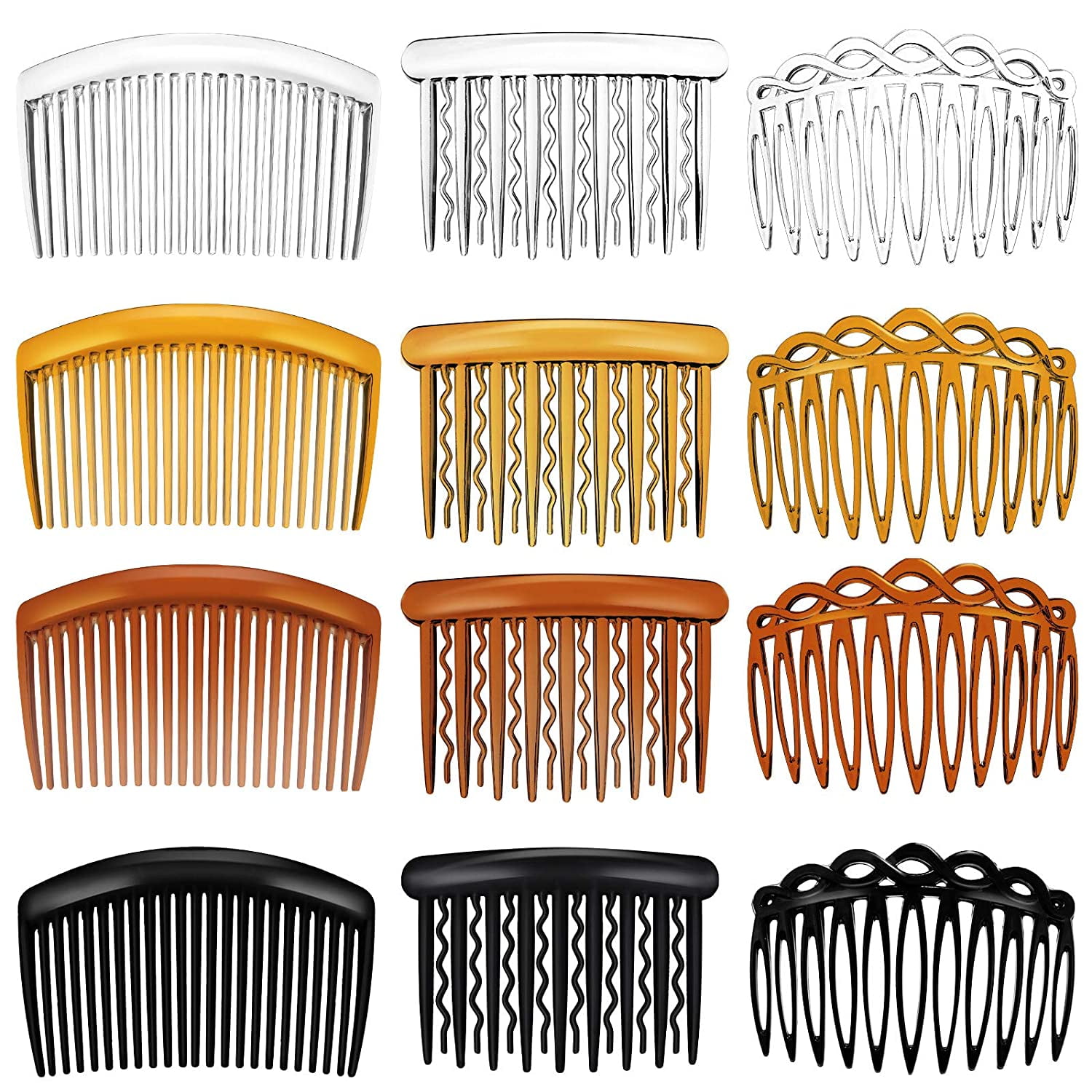 12 Pieces French Hair Side Clip Combs Set Plastic Twist Combs Hair ...