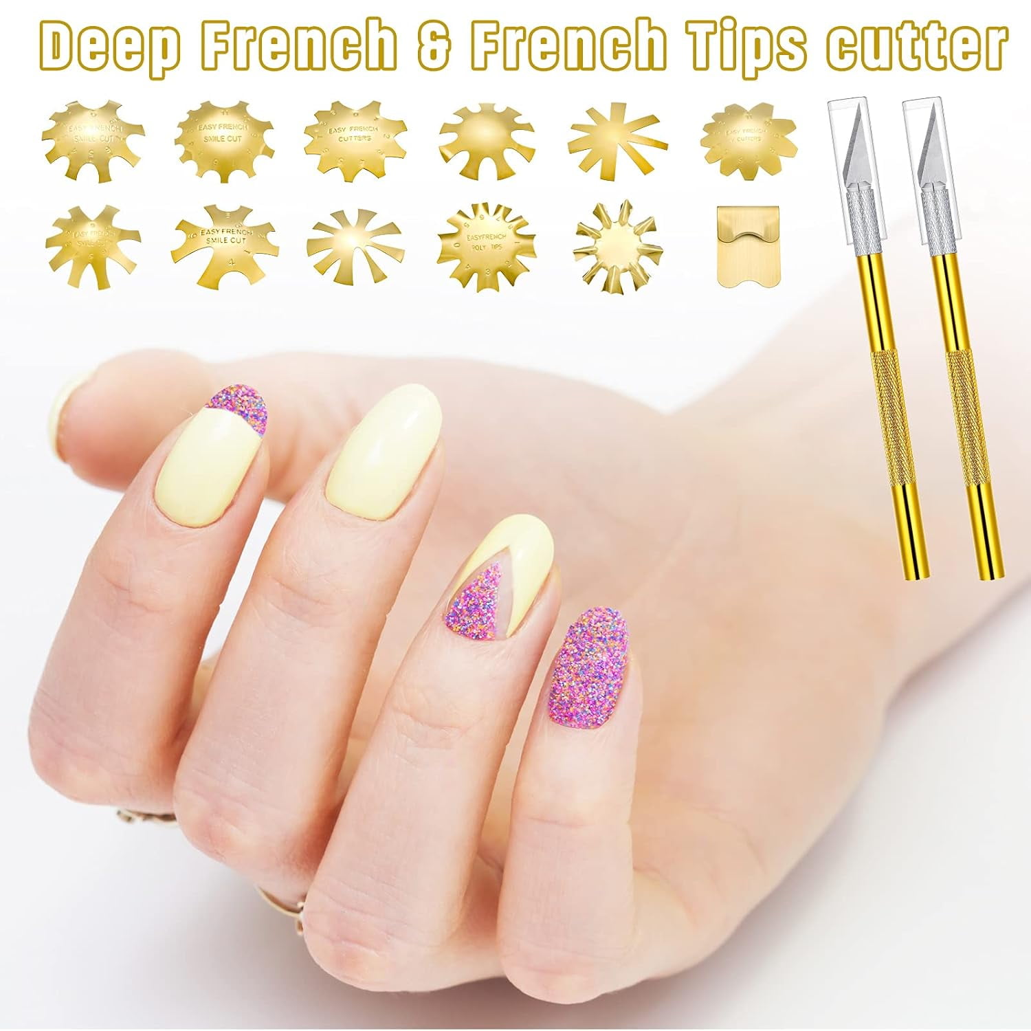 12 Pieces French Nail Trimmer Stainless Steel French Tip Cutters Smile ...