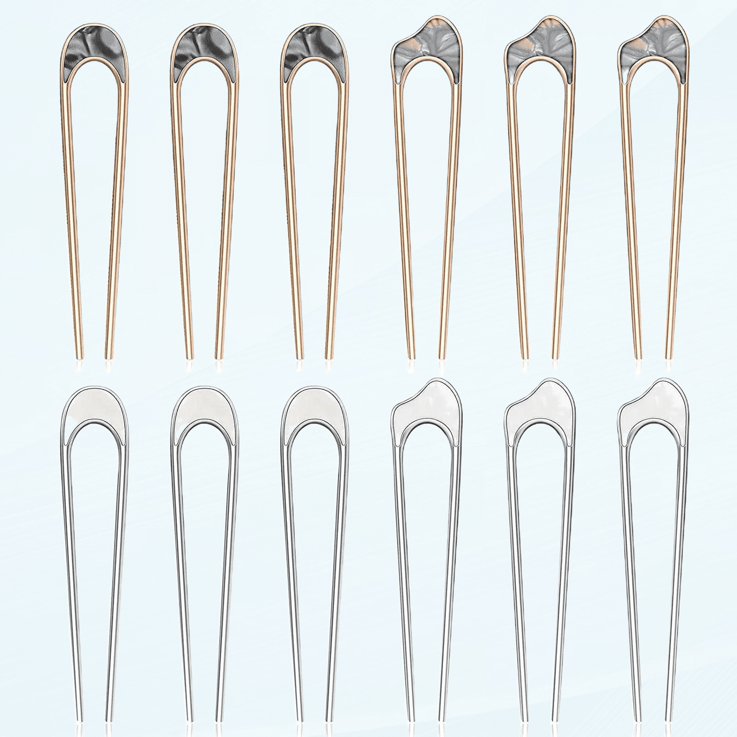 12 Pieces French Twist Hair Forks Large U-Shaped Hair Styling Pins ...