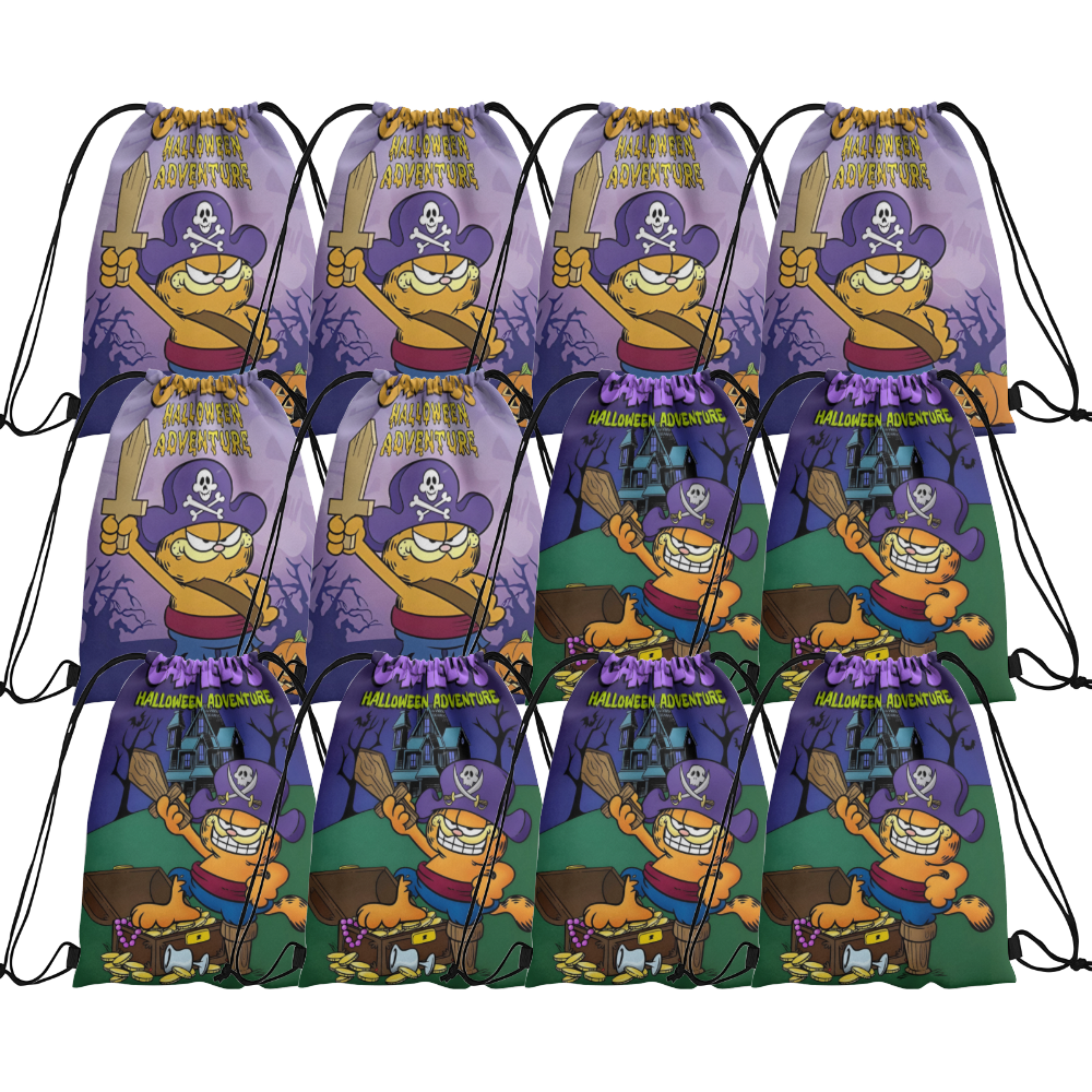 12 Pieces Garfield Candy Drawstring Bag,Large Halloween Drawstring Bag ...