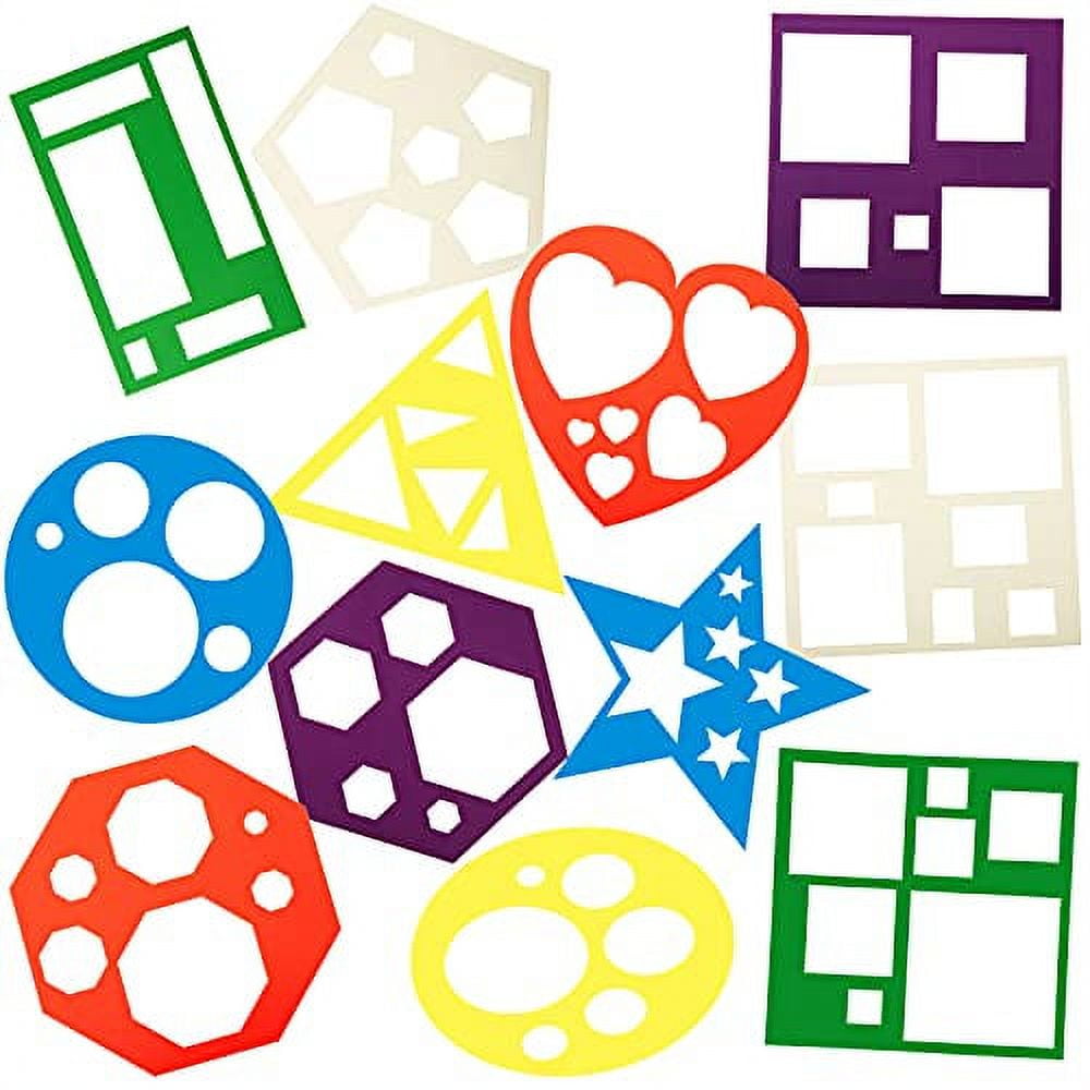 12 Pieces Geometric Stencils Template Set for Kids Children Simple ...