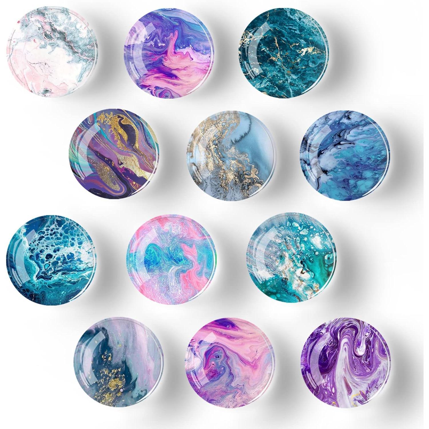 12 Pieces of Glass Refrigerator Stickers, Marble Refrigerator Crafts ...