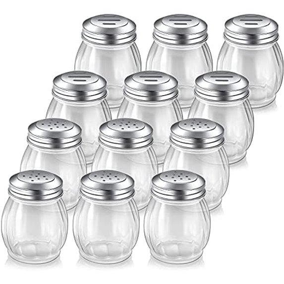 12 Pieces Glass Spices Shaker with Perforated 6 Ounce Swirl Glass ...