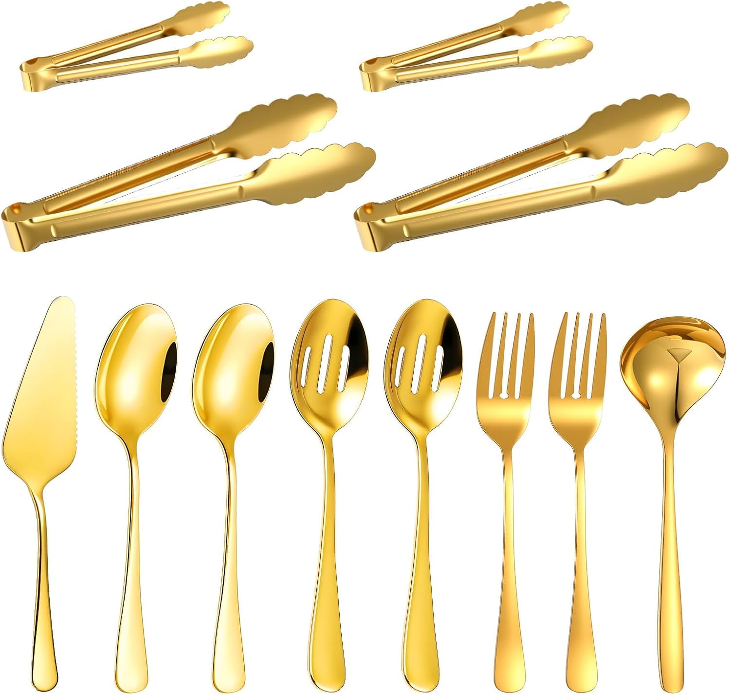 12 Pieces Gold Serving Utensils Stainless Steel Cooking Utensils Set ...