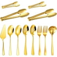 12 Pieces Gold Serving Utensils Stainless Steel Cooking Utensils Set ...