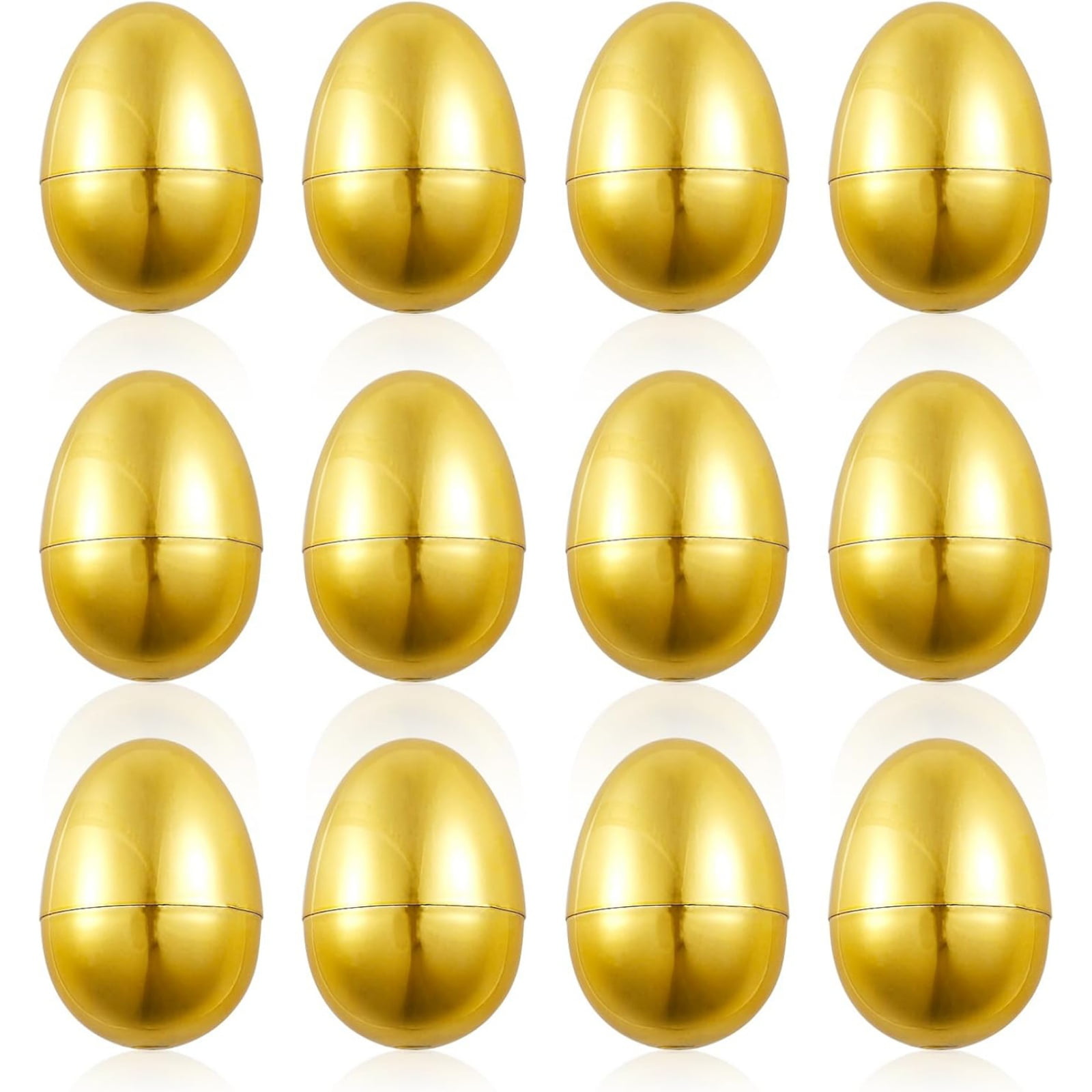 12 Pieces Golden Metallic Easter Eggs 2.3" in Gold Color for Filling ...