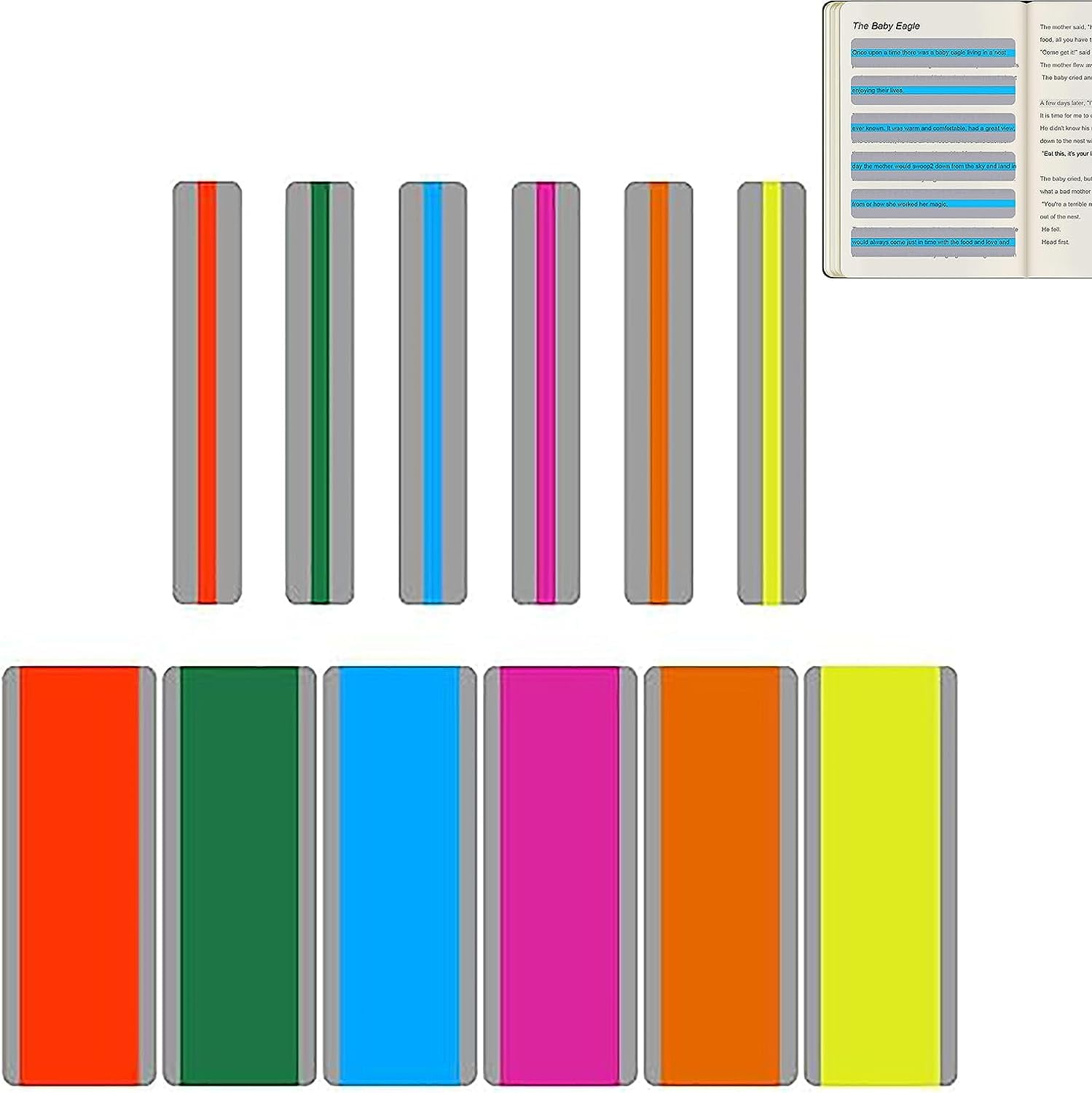 12 Pieces Guided Reading Strips Highlight Strips Colored Overlay ...