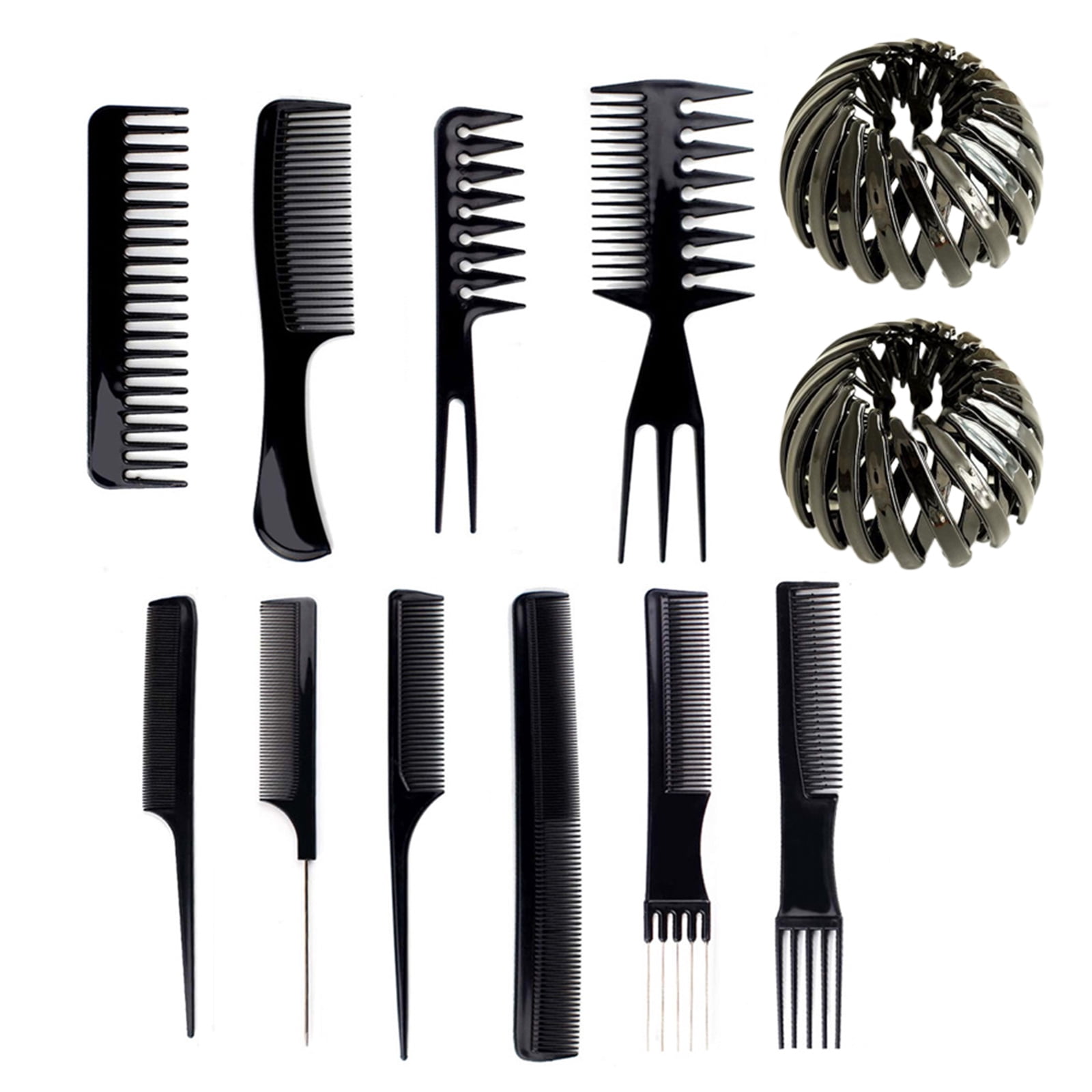 12 Pieces Hair Barber Styling Comb, with Bird's Nest Hair Clips, Anti ...