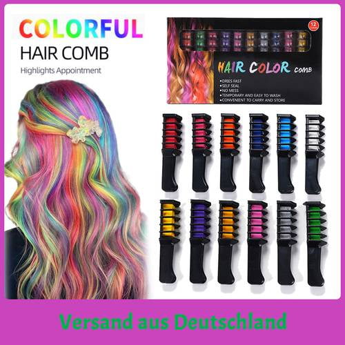 12 Pieces Hair Chalk Comb Temporary Hair Color for Girls, DIY, Cosplay ...
