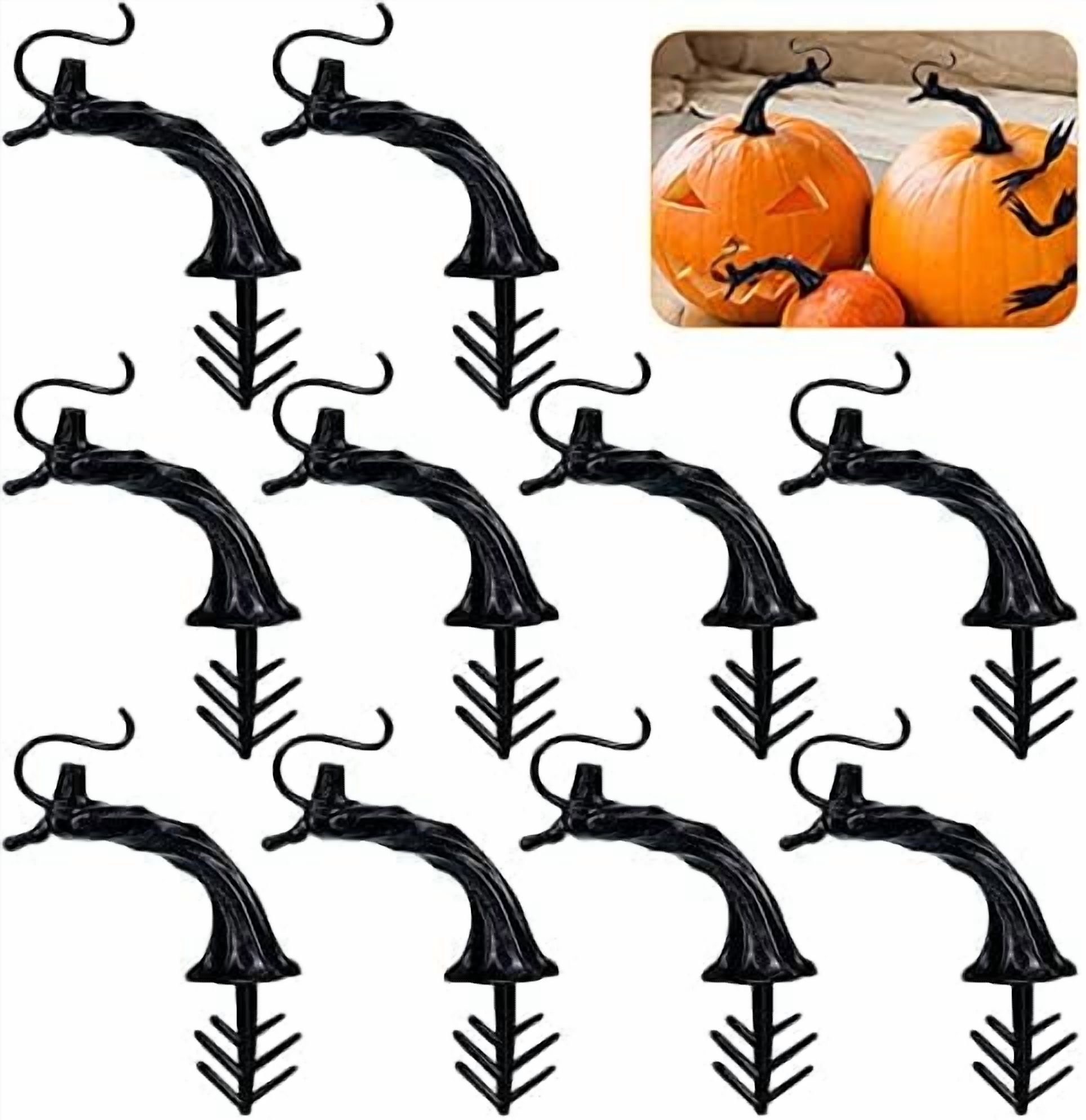 12 Pieces Halloween Pumpkin Stems 3.6 Inch Plastic Artificial Pumpkin ...