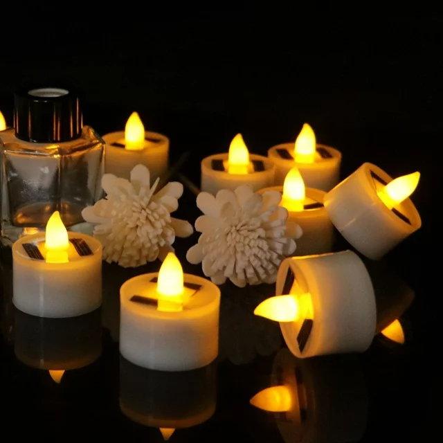 12pc Solar LED Tea Light Candles, Waterproof, Dusk to Dawn, Flameless ...