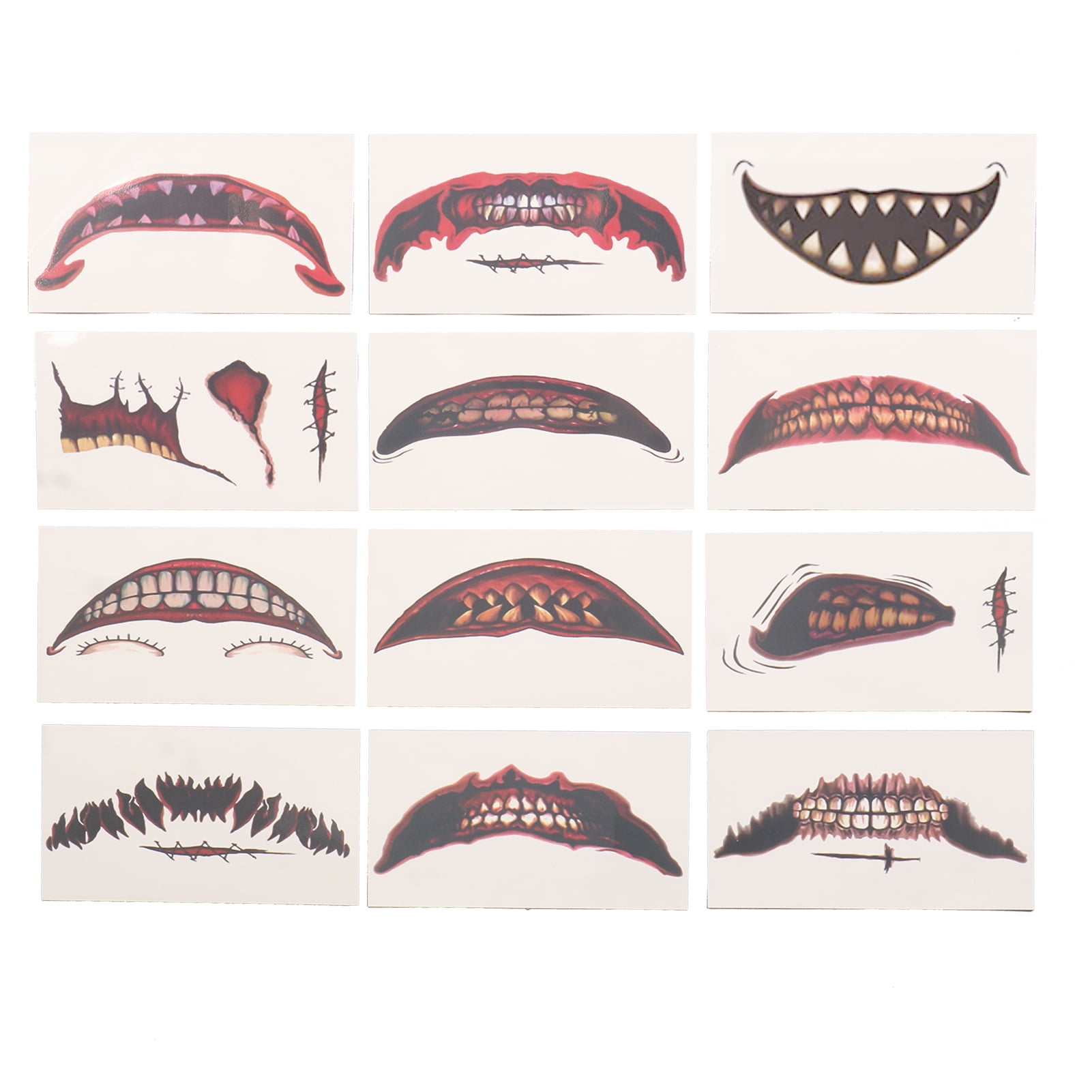 12 Pieces Halloween Temporary Tattoos Sticker Fast Colored Cleanable ...