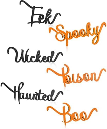 12 Pieces Halloween Wood Cutout Sign Boo Eek Spooky Haunted Wicked ...