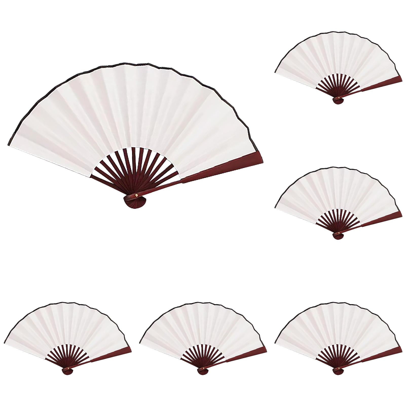 12 Pieces Handheld Fans, Silk Folding Fans with Bamboo, Frames Handheld ...