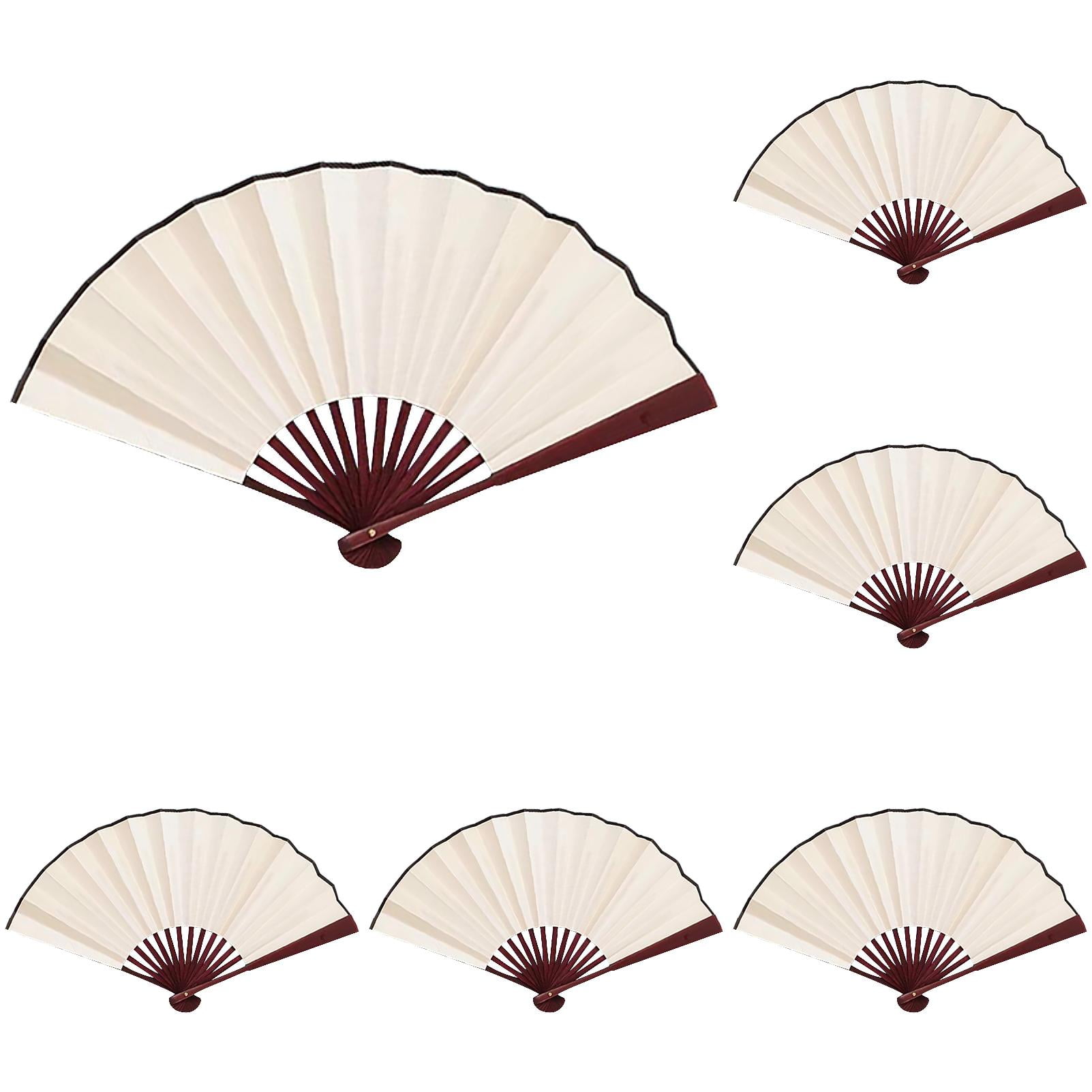 12 Pieces Handheld Fans, Silk Folding Fans with Bamboo, Frames Handheld ...