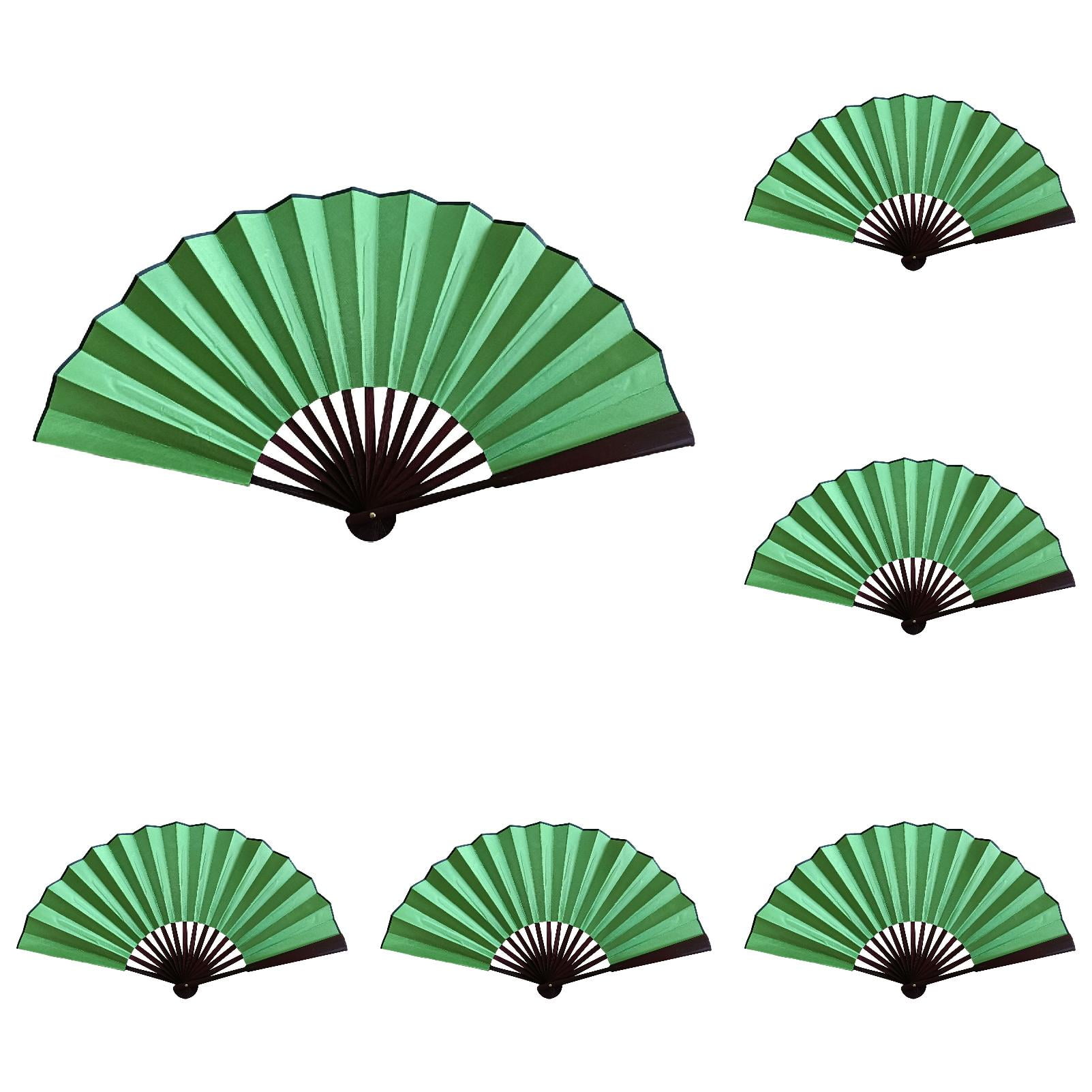 12 Pieces Handheld Fans, Silk Folding Fans with Bamboo, Frames Handheld ...