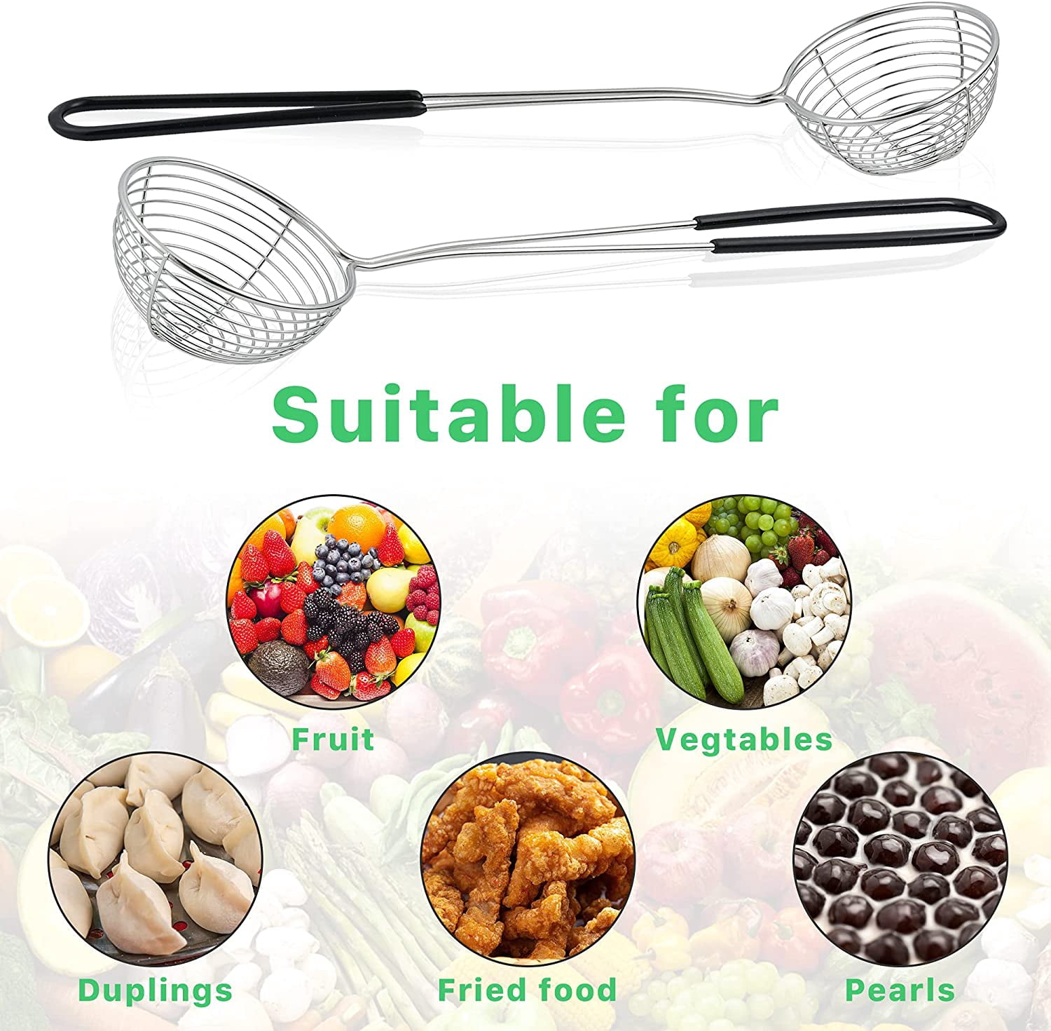 12 Pieces Hot Pot Strainer Scoops, 2.5 Inch Stainless Steel Spider ...