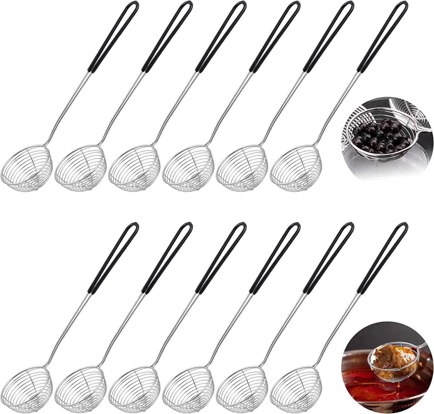 12 pieces hot pot strainer scoops, 2.5 inch stainless steel spider ...