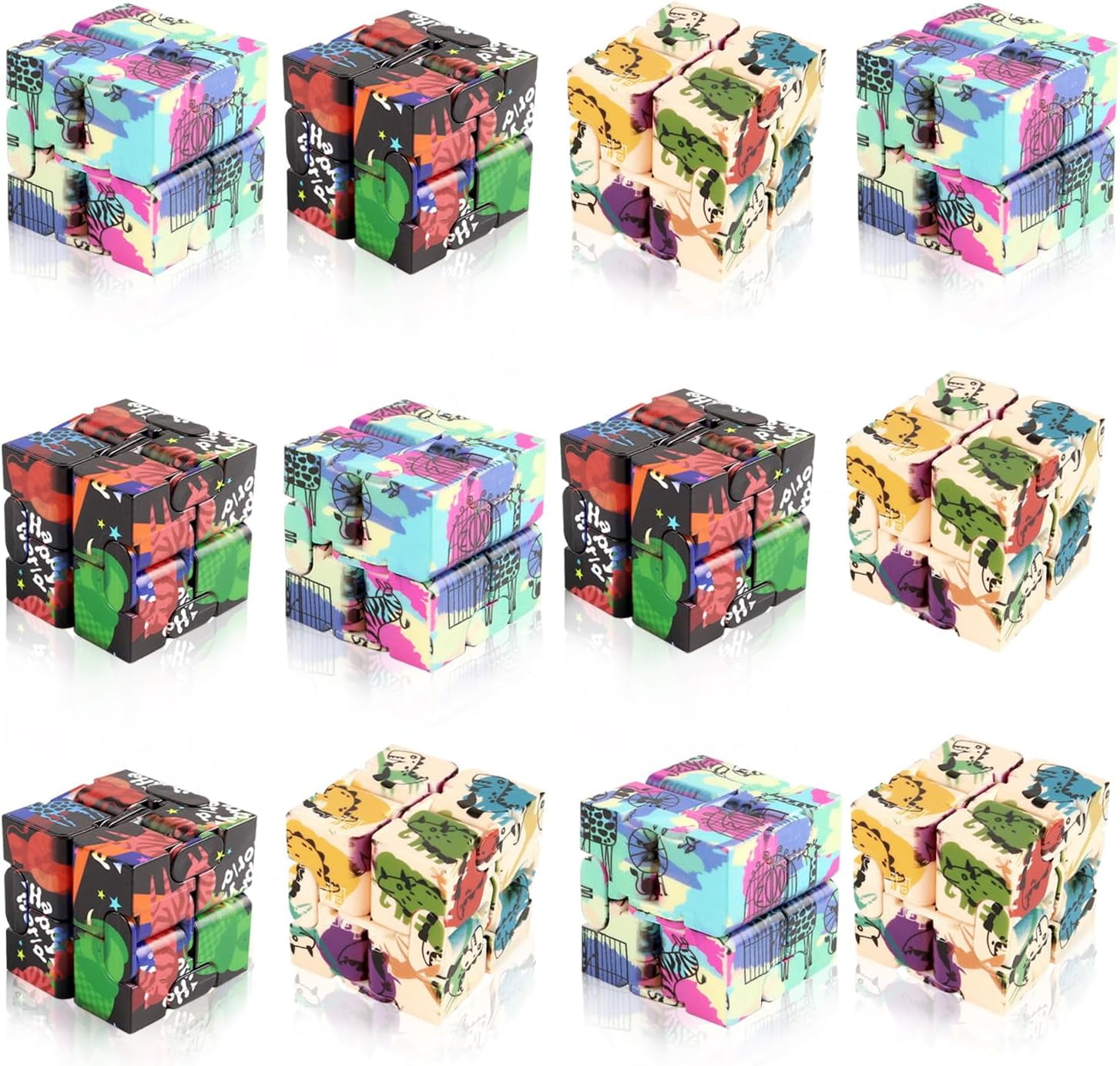 12 Pieces Infinity Cubes, Mini Cool Fidget Toys for Kids and Adult，Sensory Gadget Best for ...
