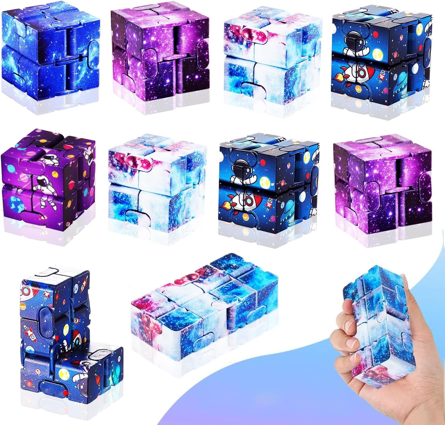 12 Pieces Infinity Cubes, Mini Cool Fidget Toys for Kids and Adult，Sensory Gadget Best for ...