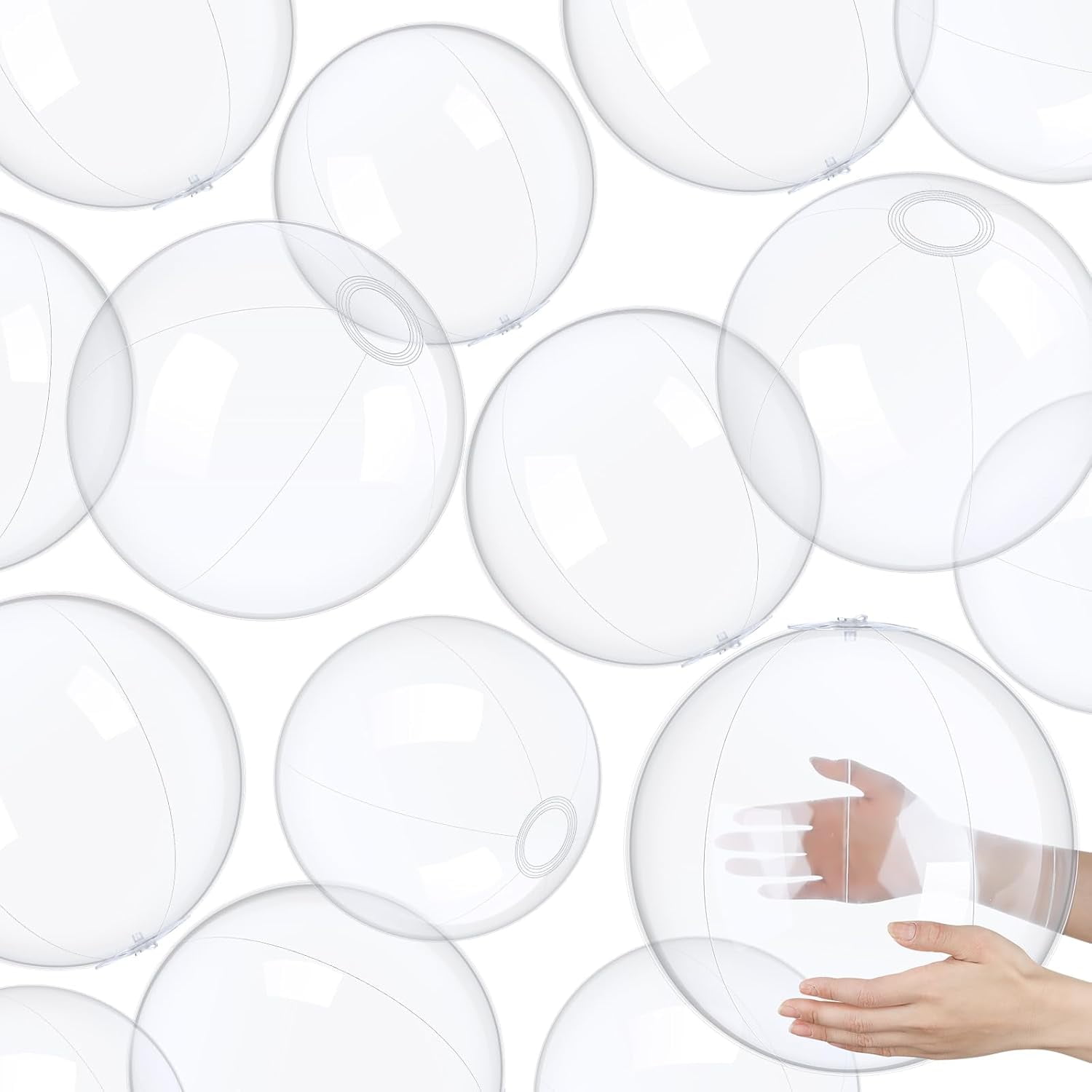 12 Pieces Inflatable Clear Beach Ball Bulk 16 Inch Transparent Swimming ...