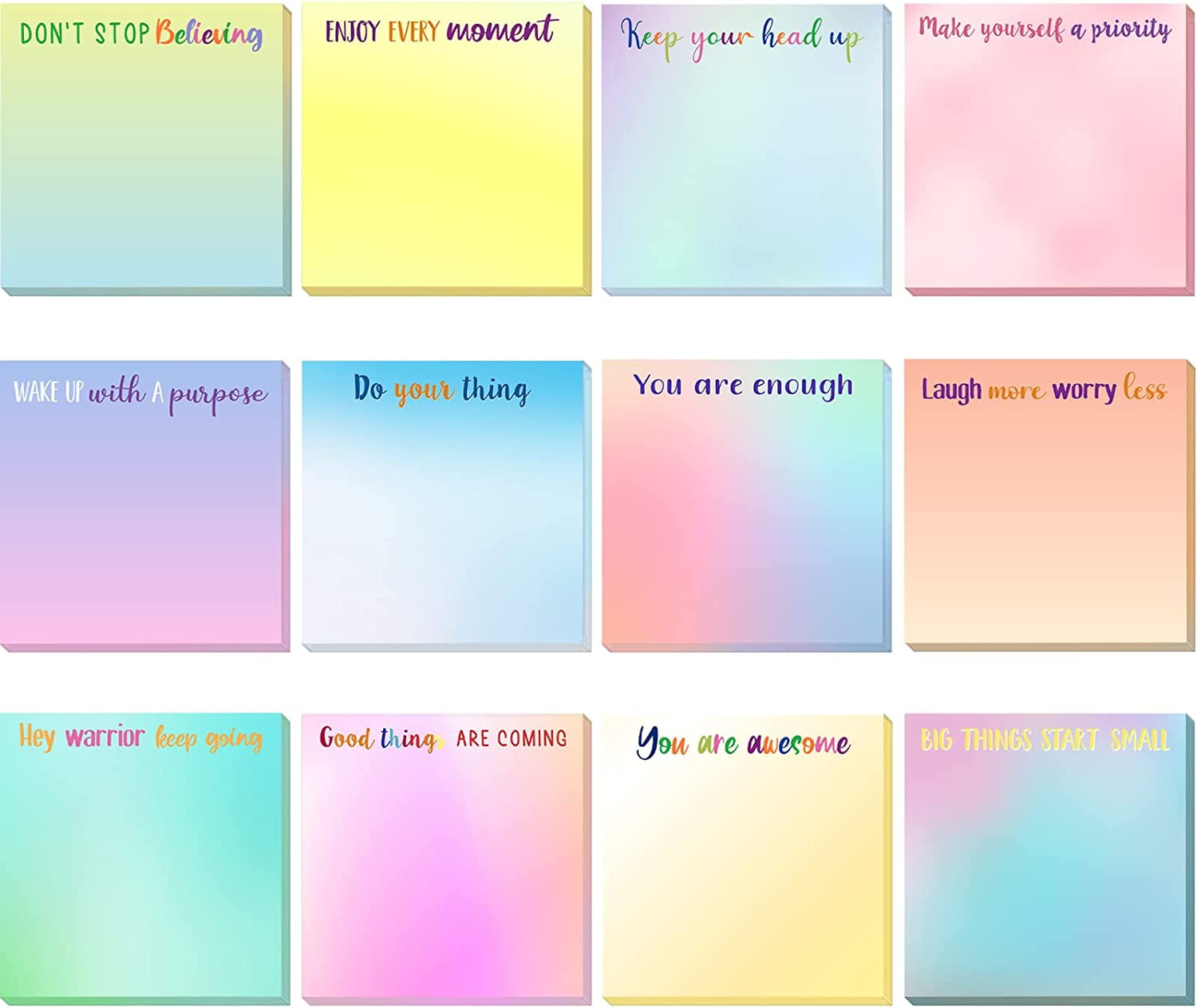 12 Pieces Inspirational 3 x 3 Inch Motivational Fun Notepads Positive ...