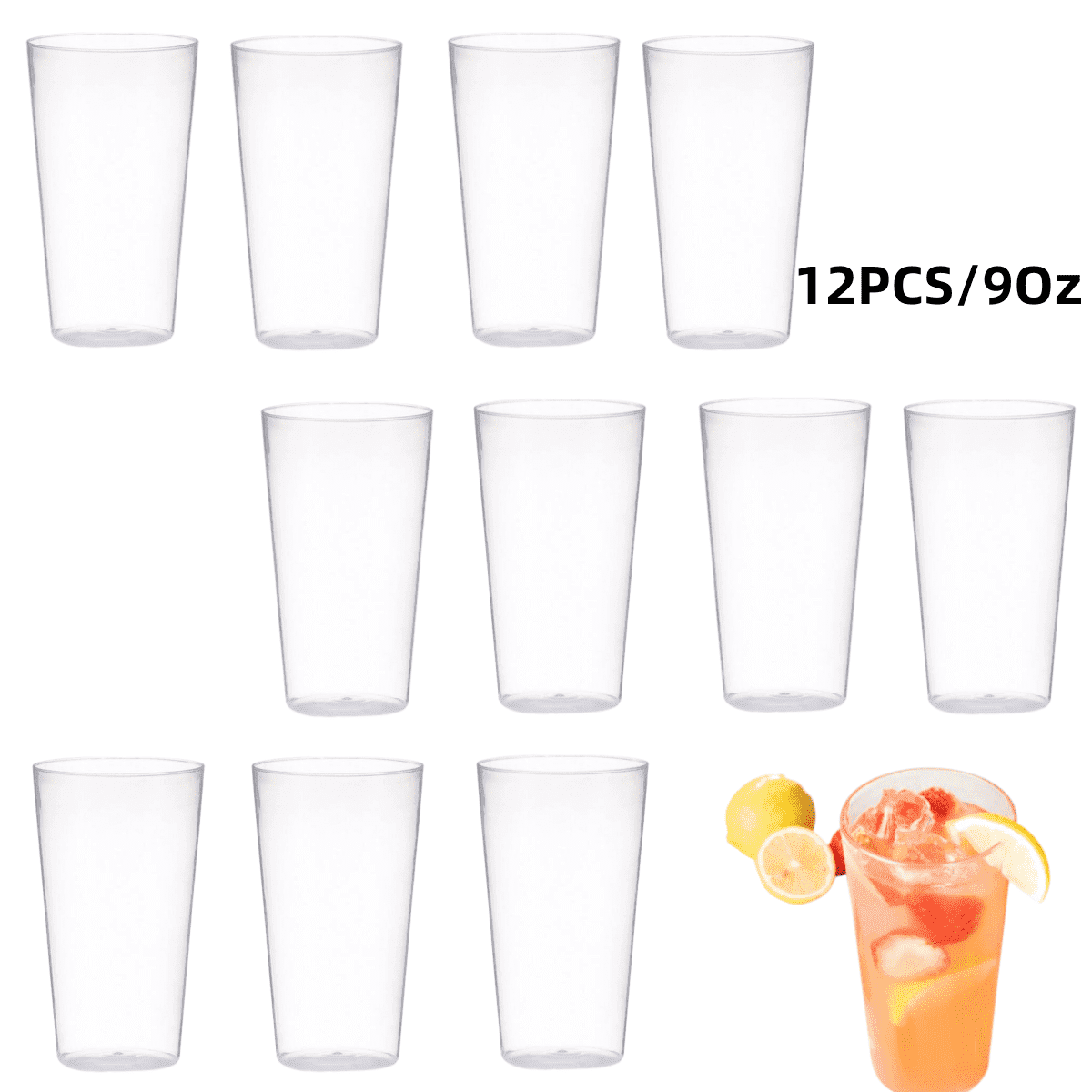 12 Pieces Kids Cups Plastic Cups, 9 oz Reusable Cups Kids Drinking Cups ...