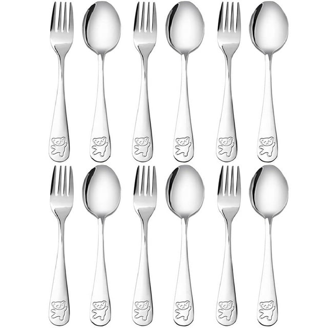 12-Piece Kids Cutlery Set, Small Size Stainless Steel Silverware, Safe ...
