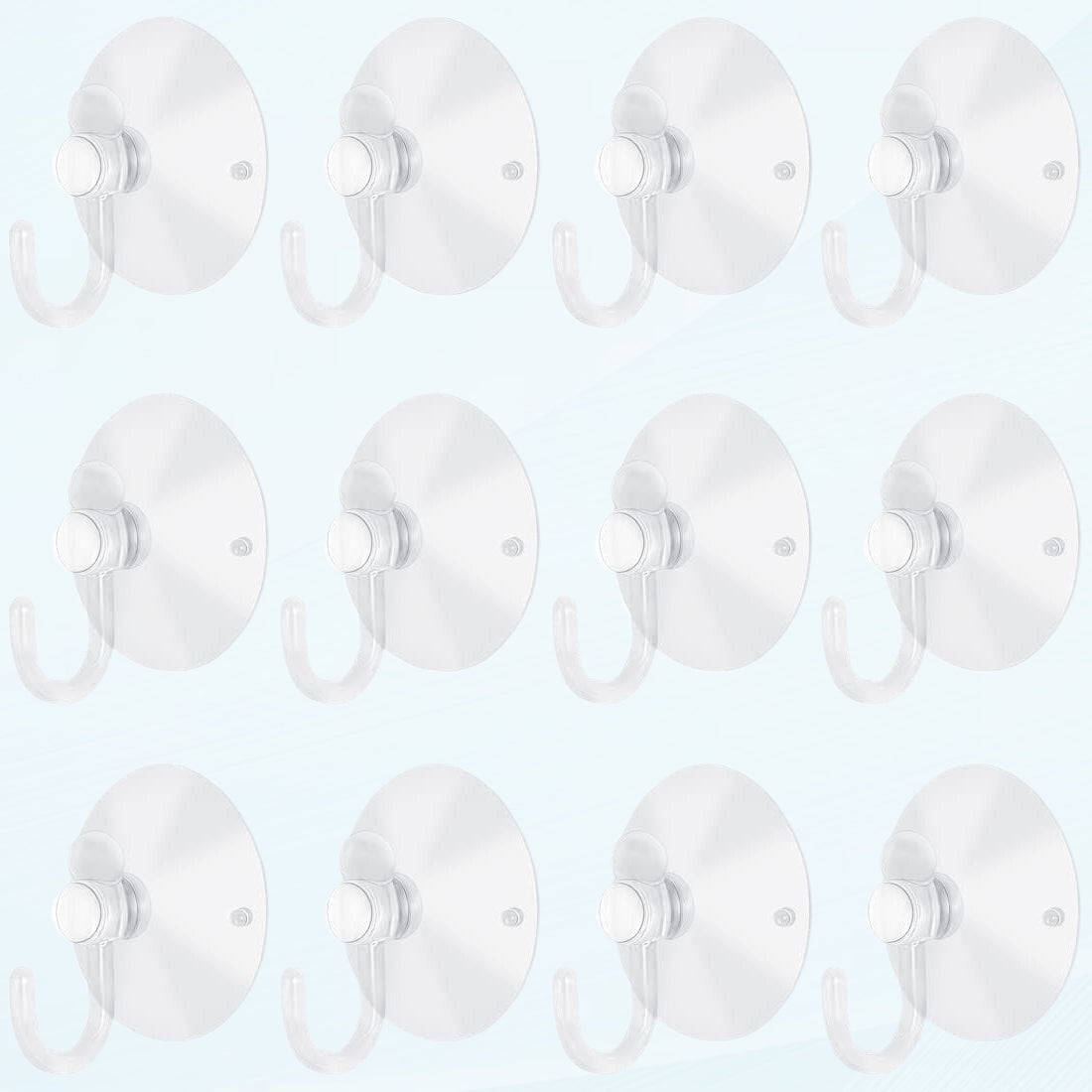12 Pieces Large Suction Cups with Hooks 2 Inch Clear Plastic Suction ...