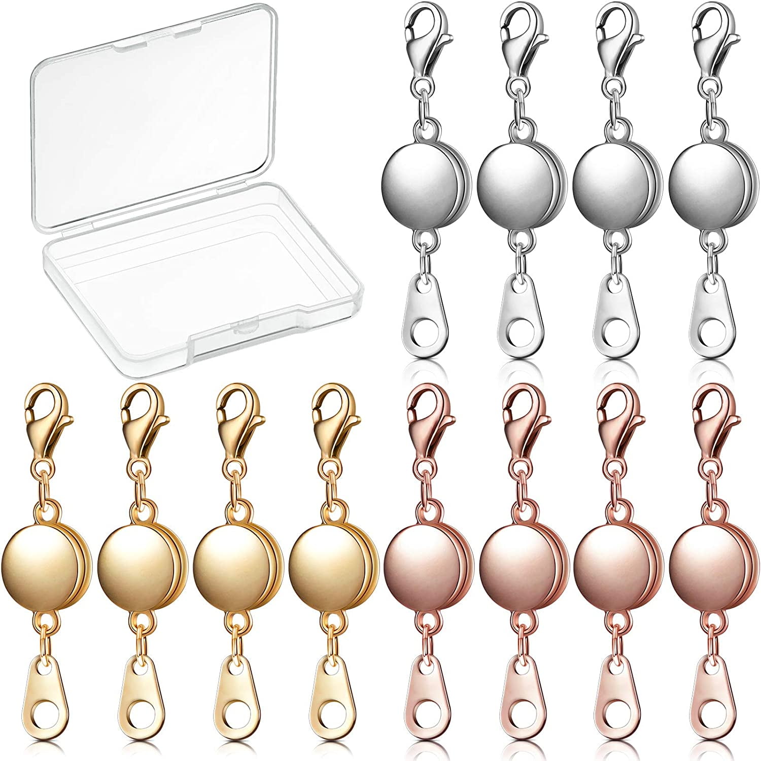 12 Pieces Locking Magnetic Jewelry Clasp Round Necklace Clasp Closures ...