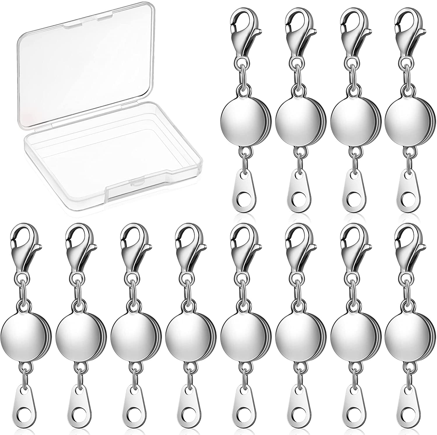 12 Pieces Locking Magnetic Jewelry Clasp Round Necklace Clasp Closures ...