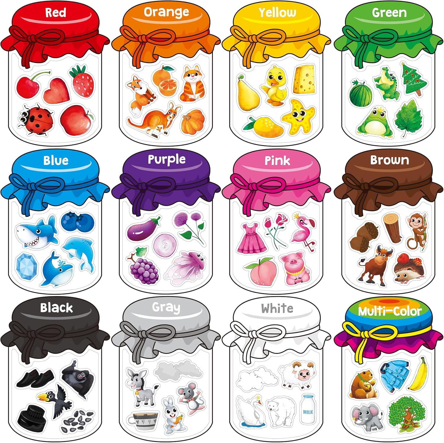 12 Pieces Magnetic Color Sorting Toys, 60 Color Magnets Educational ...