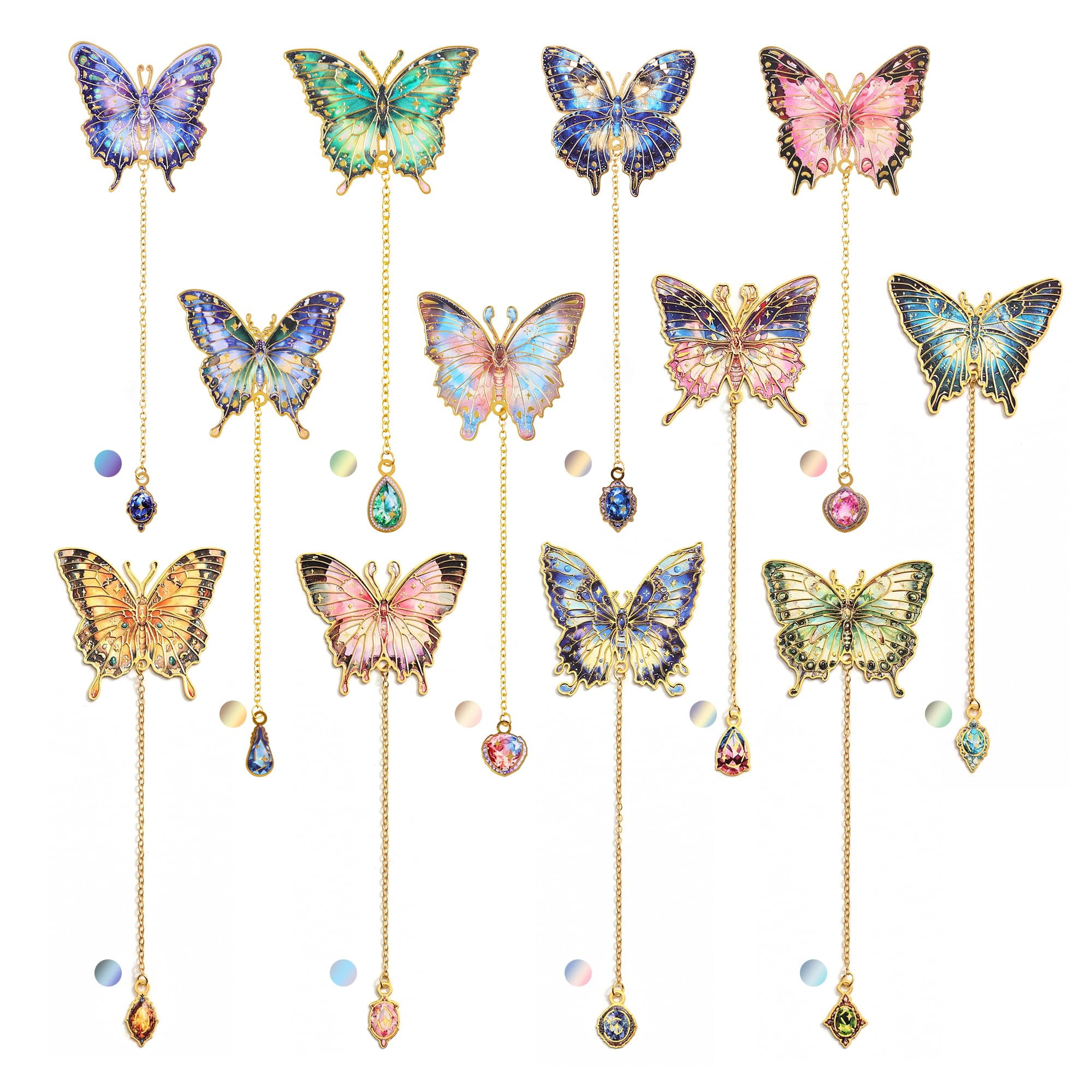 12 Pieces Metal Butterfly Bookmarks With Chain Golden Hollow Bookmark ...