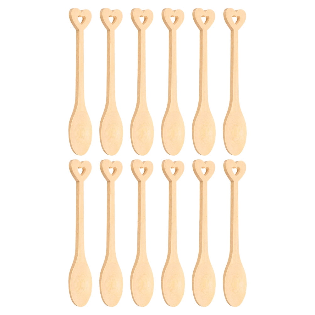 IMIKEYA 12Pcs Bamboo Spoons Set with Heart Handles Lightweight Kitchen ...