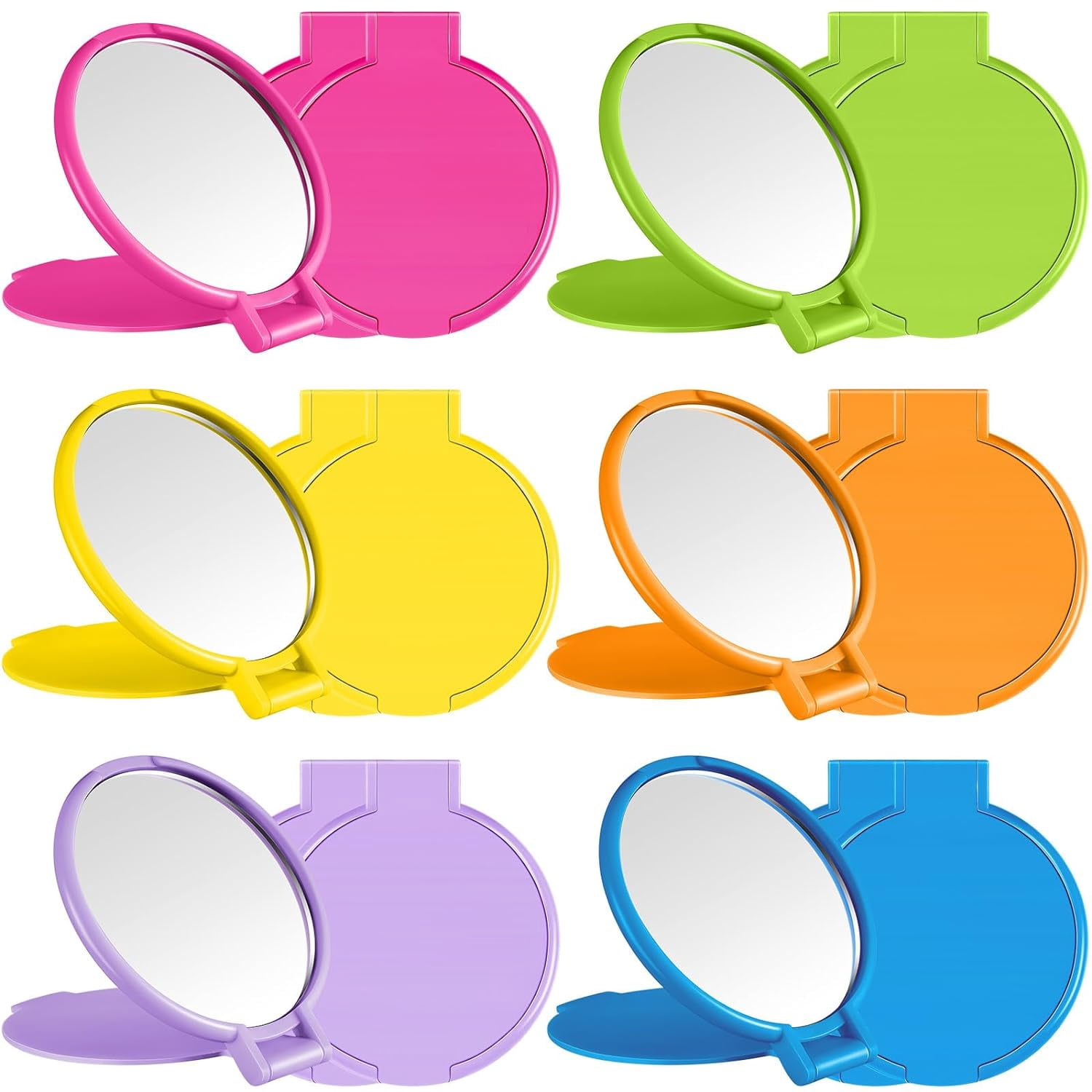 12 Pieces Mini Folding Mirror Round Compact Mirror Portable Pocket ...