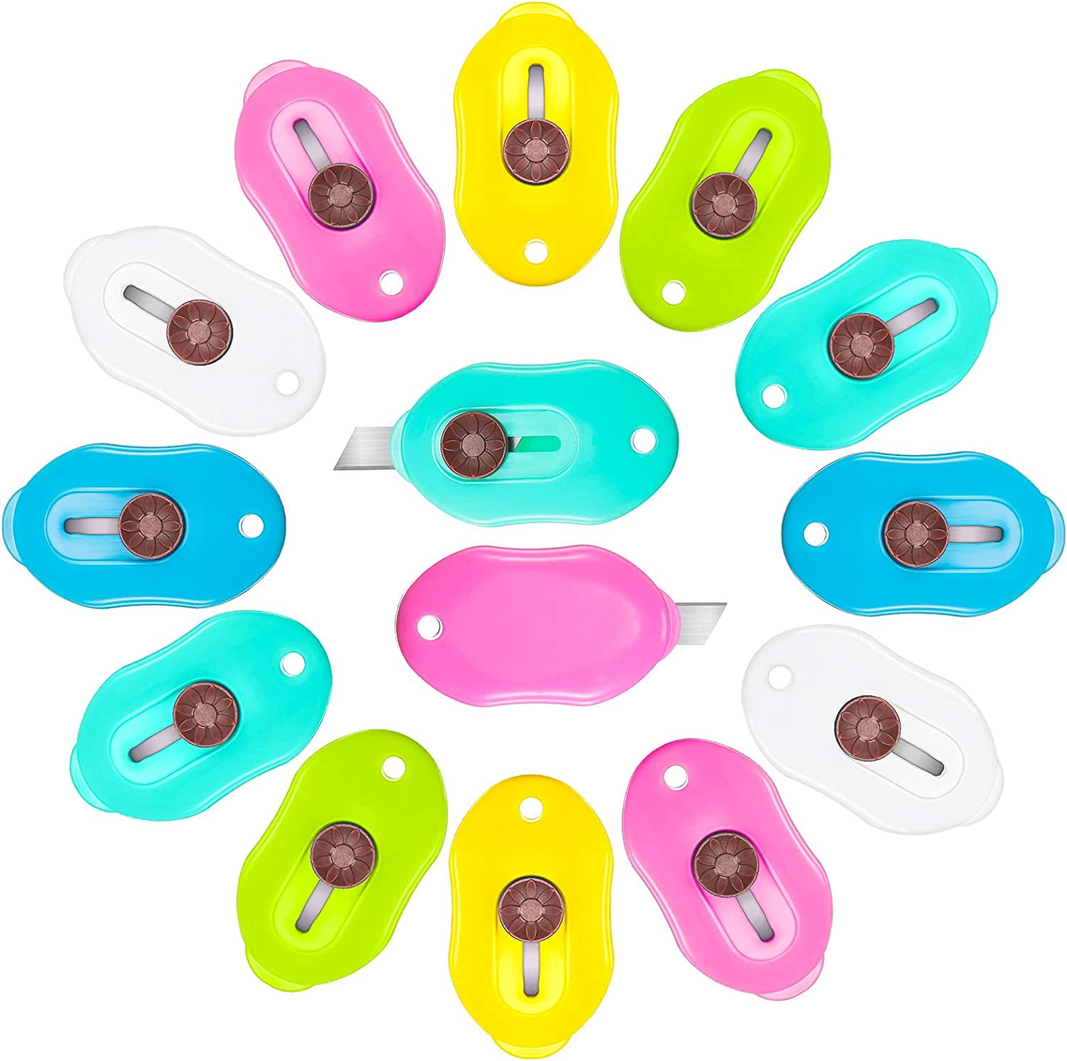 12 Pieces Mini Retractable Utility Knife Box Cutter Letter Opener ...