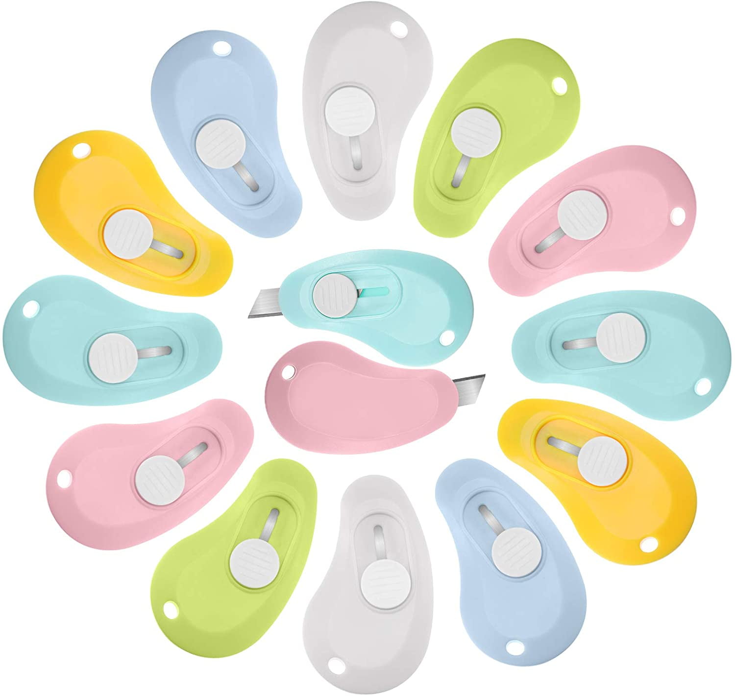 12 Pieces Mini Retractable Utility Knife Box Cutter Letter Opener ...