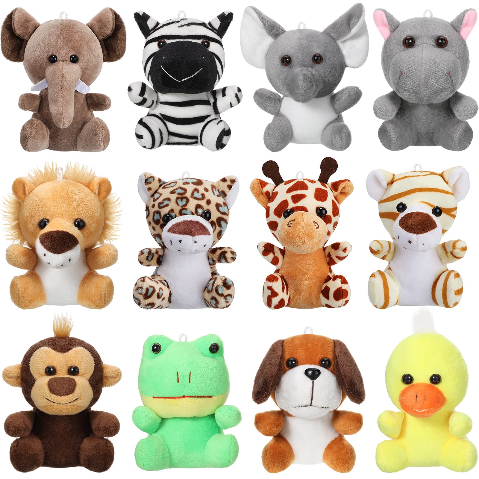 12 Pieces Mini Stuffed Animals 4.8 Inch Cute Safari Plush Toys Elephant ...