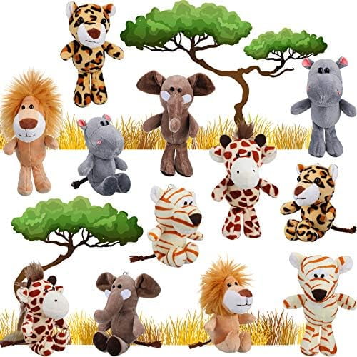 12 Pieces Mini Stuffed Forest Animals Jungle Animal Plush Toys 4.8 Inch ...