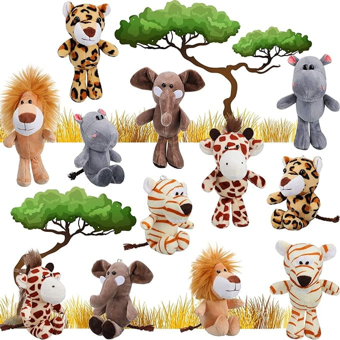 12 Pieces Mini Stuffed Forest Animals Jungle Animal Plush Toys in 4.8 ...