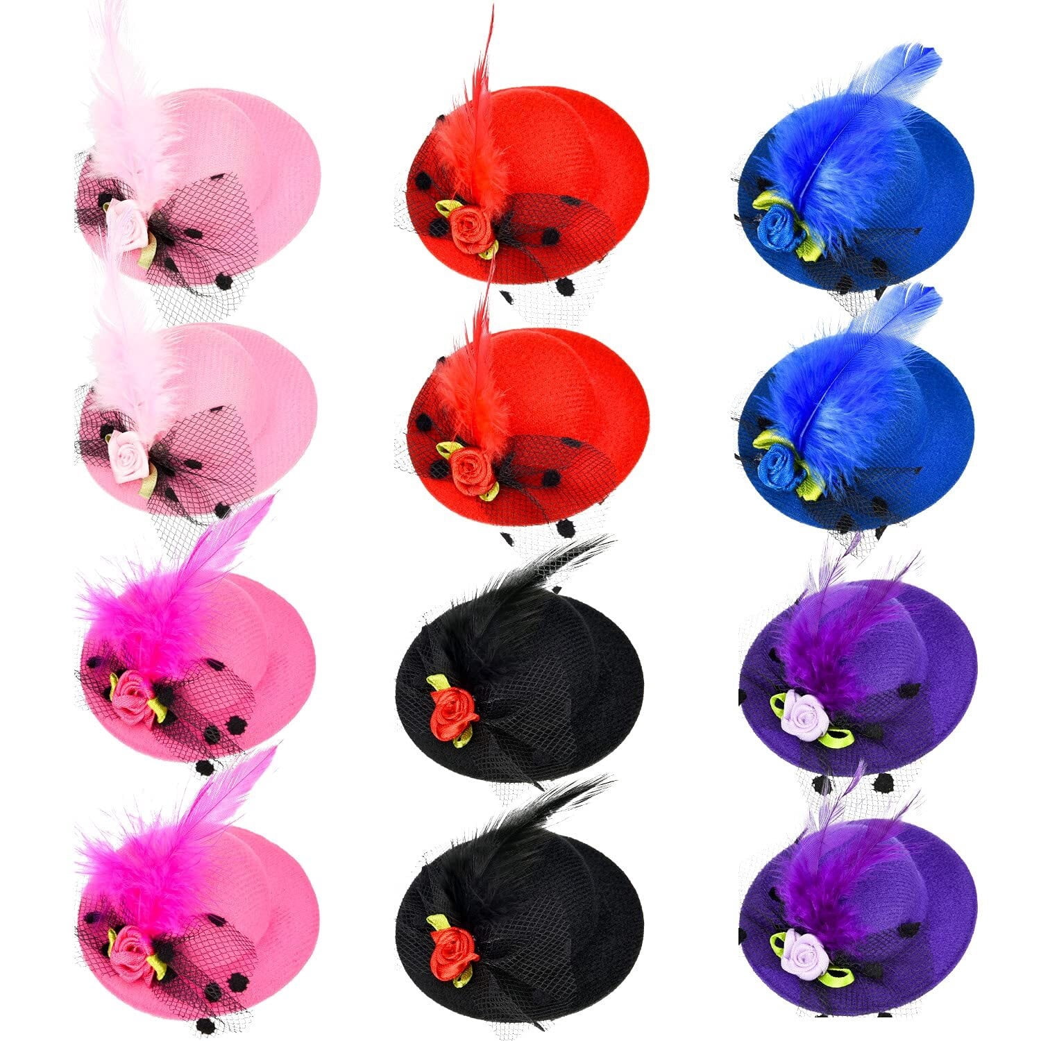 12 Pieces Mini Tea Party Hats for Women Clip on Fascinator Hat Hair ...