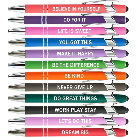 12 Pieces Motivational Inspirational Quotes Snarky Screen Touch Stylus ...