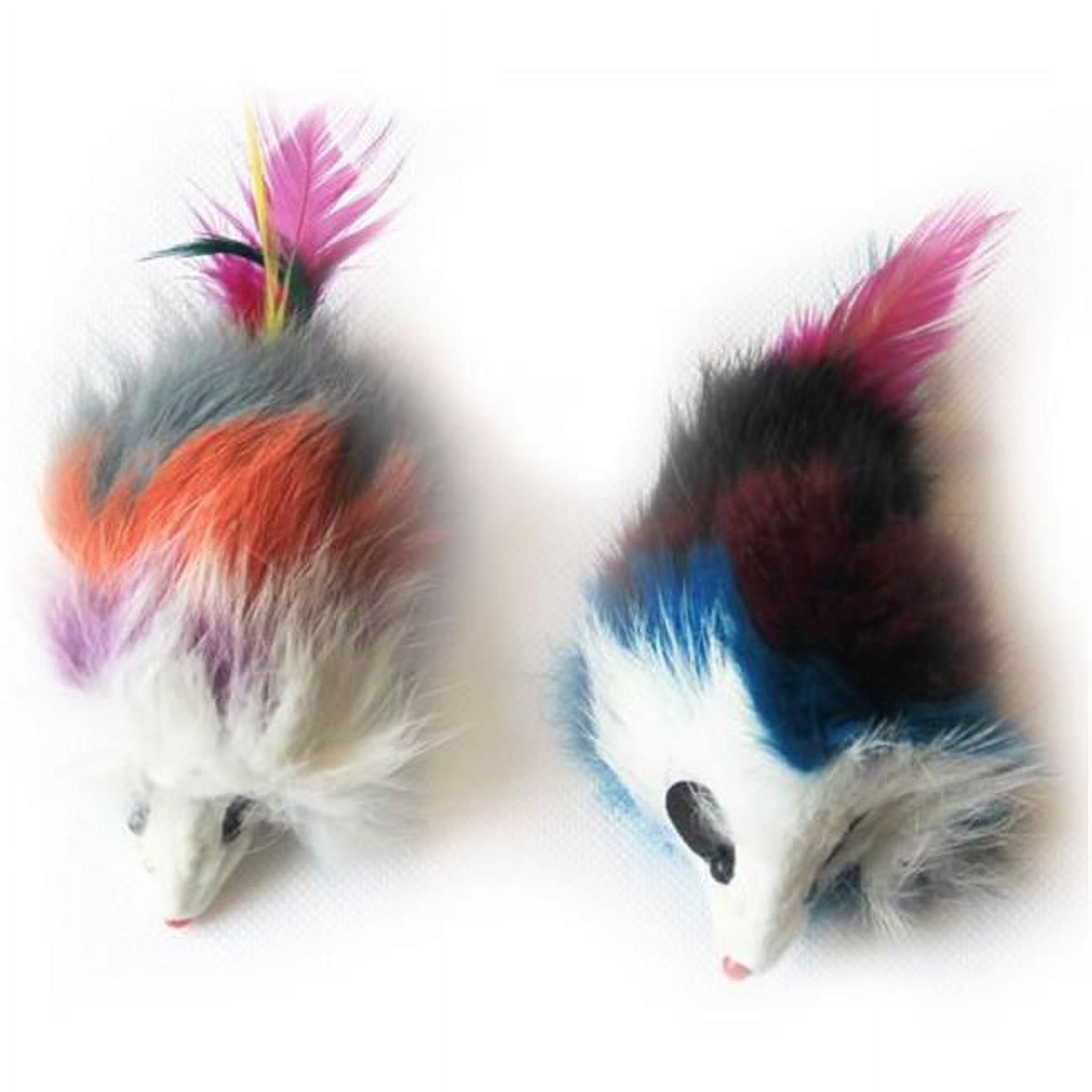 12 Pieces Multi-Colored Long Hair Fur Mice - Assorted Color - Pack of 6 ...