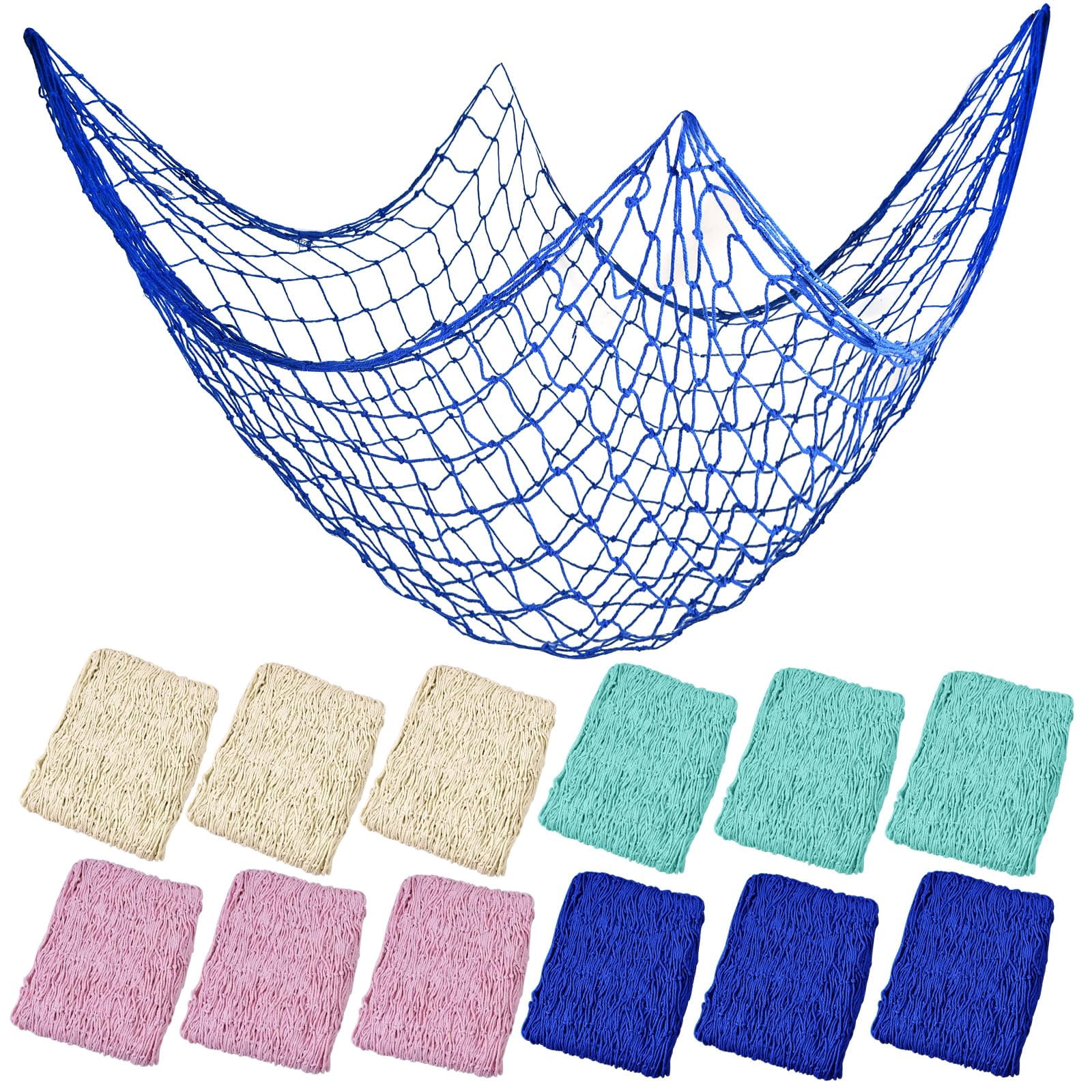 12 Pieces Natural Fish SSF20 Net Decoration 80" Hanging Cotton Fishnet ...