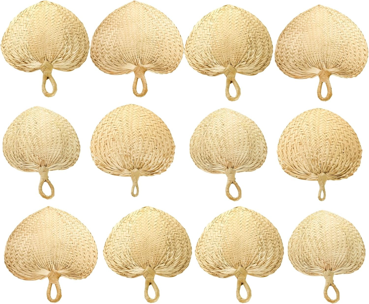 12 Pieces Natural Raffia Fans, Handmade Wedding Raffia Fans, Farmhouse ...