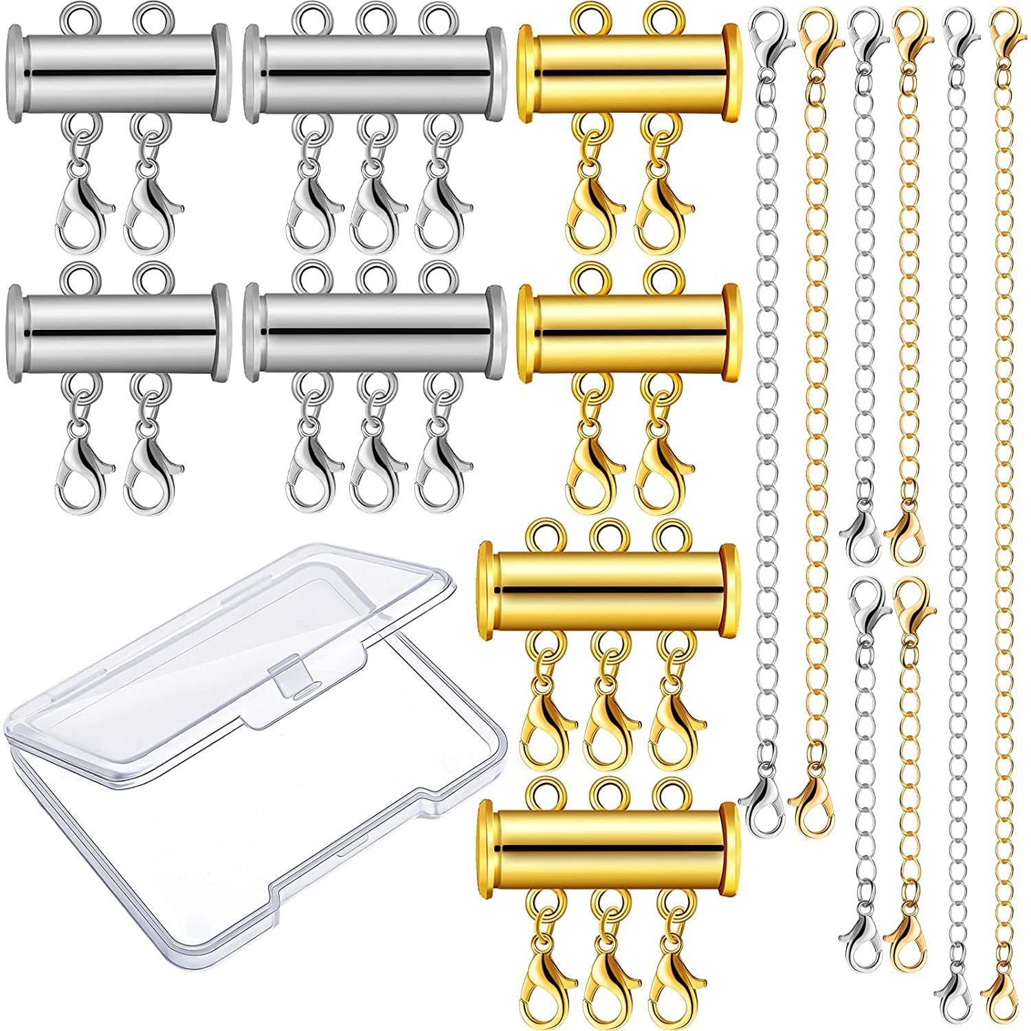 12 Pieces Necklace Layering Clasp Necklace Connector Slide Clasp Lock ...