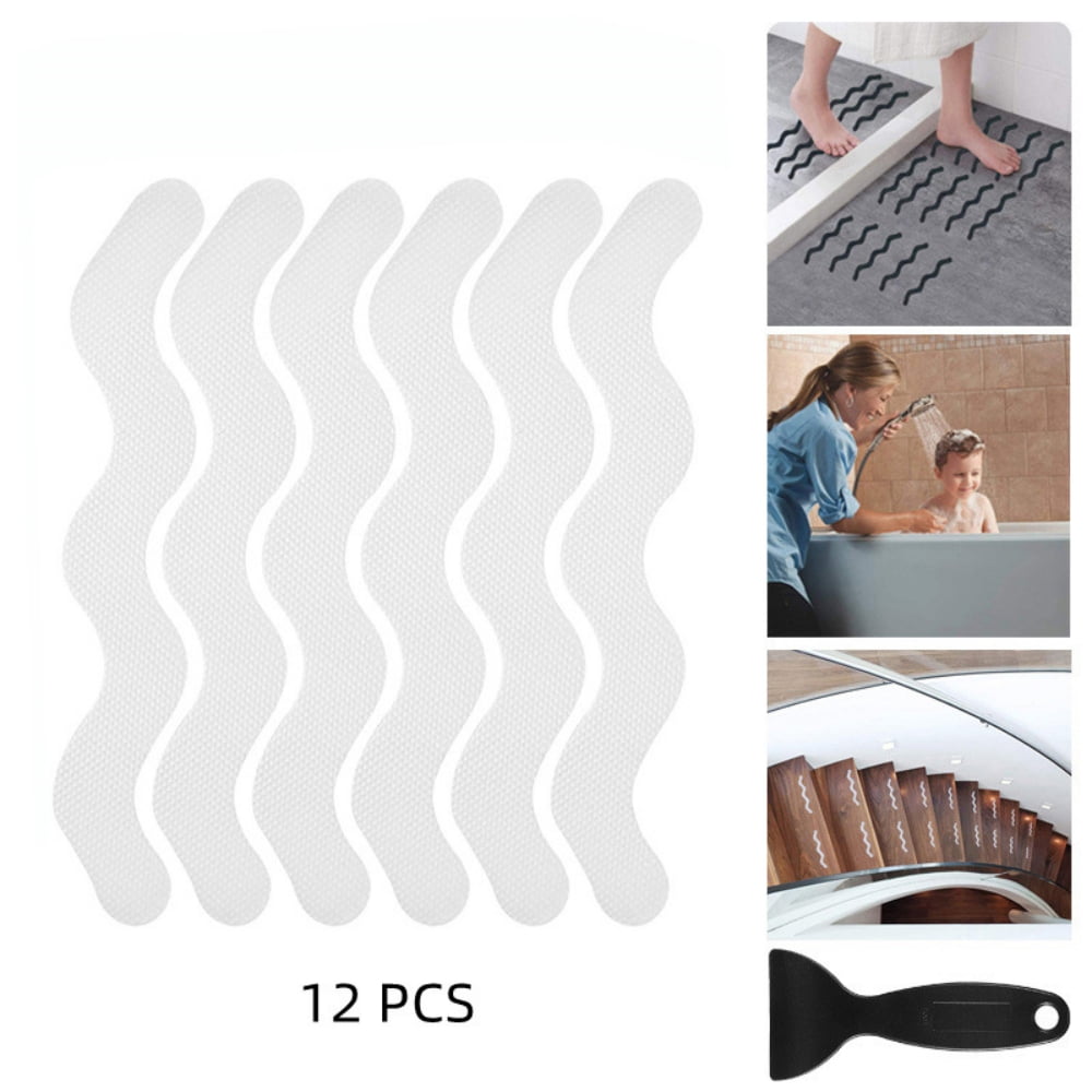 12 Pieces Non-Slip Bathtub Stickers Strips Safety Bathroom Tubs Showers ...