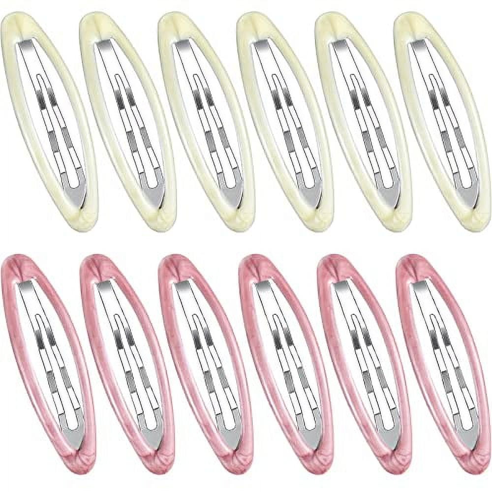 12 Pieces Oval Snap Hair Clips Tortoise Metal Snap Clips Oval Epoxy ...