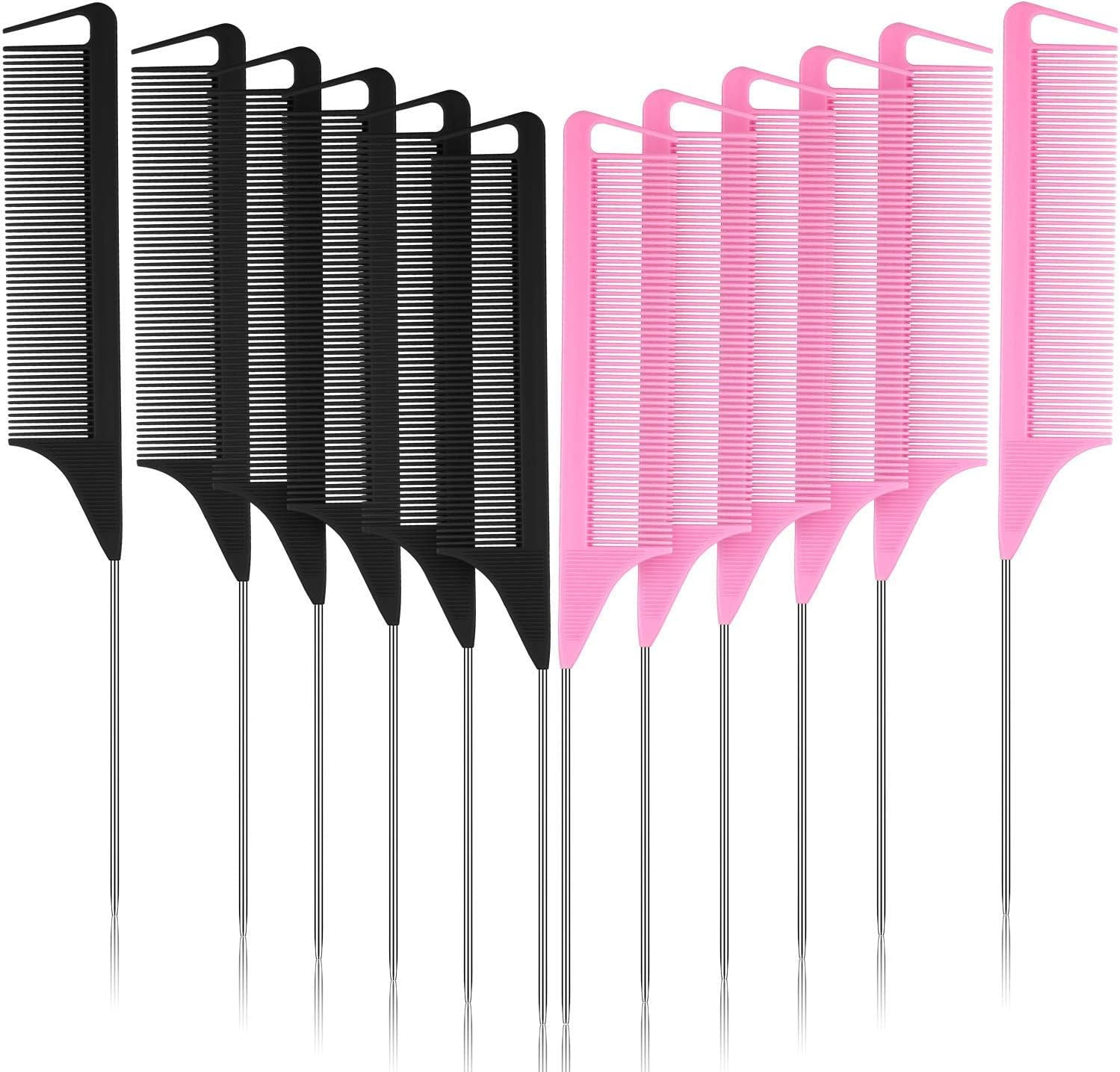12 Pieces Parting Comb for Braids, Rat Tail Comb Pintail Comb Teasing ...